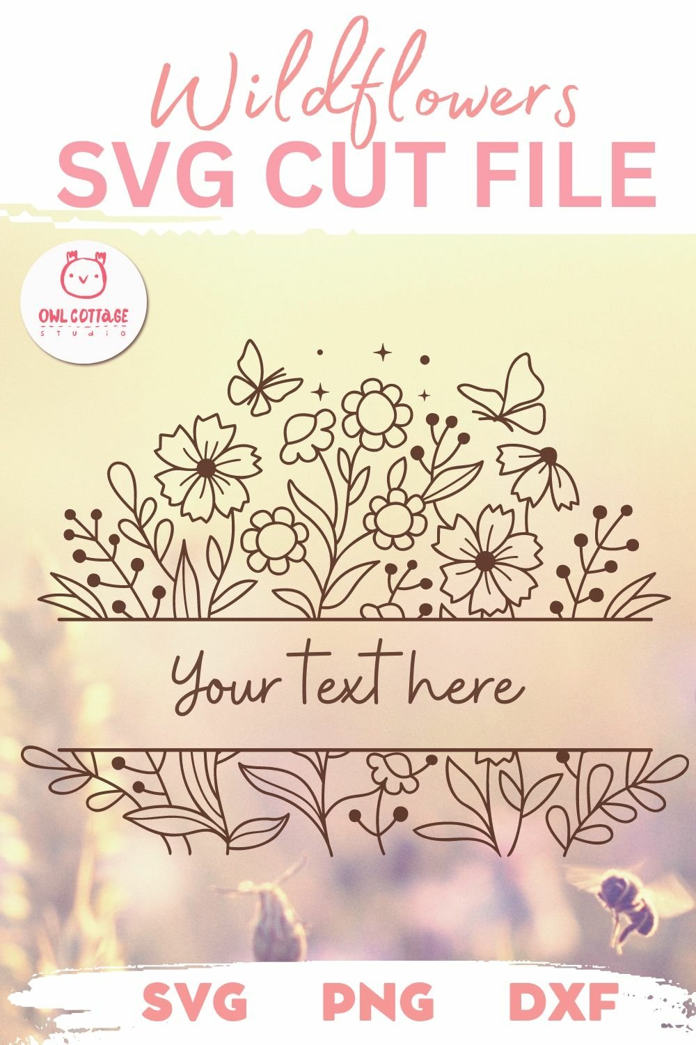 Wildflowers Split Monogram Cut File| Floral Border SVG