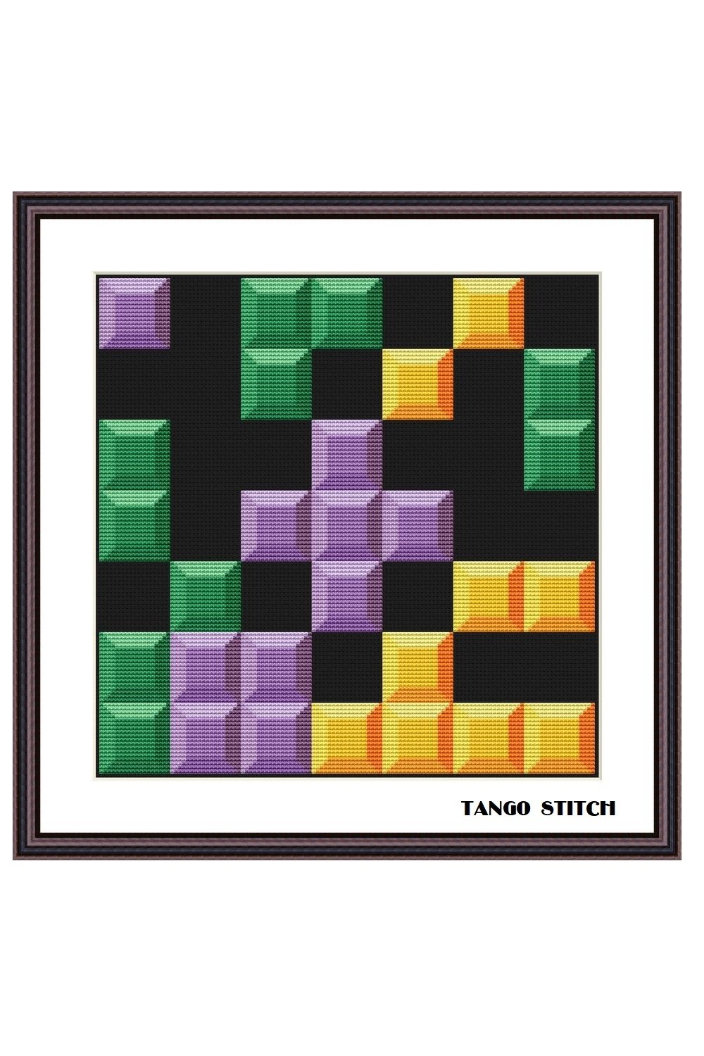 Violet Block puzzle classic online game cross stitch pattern