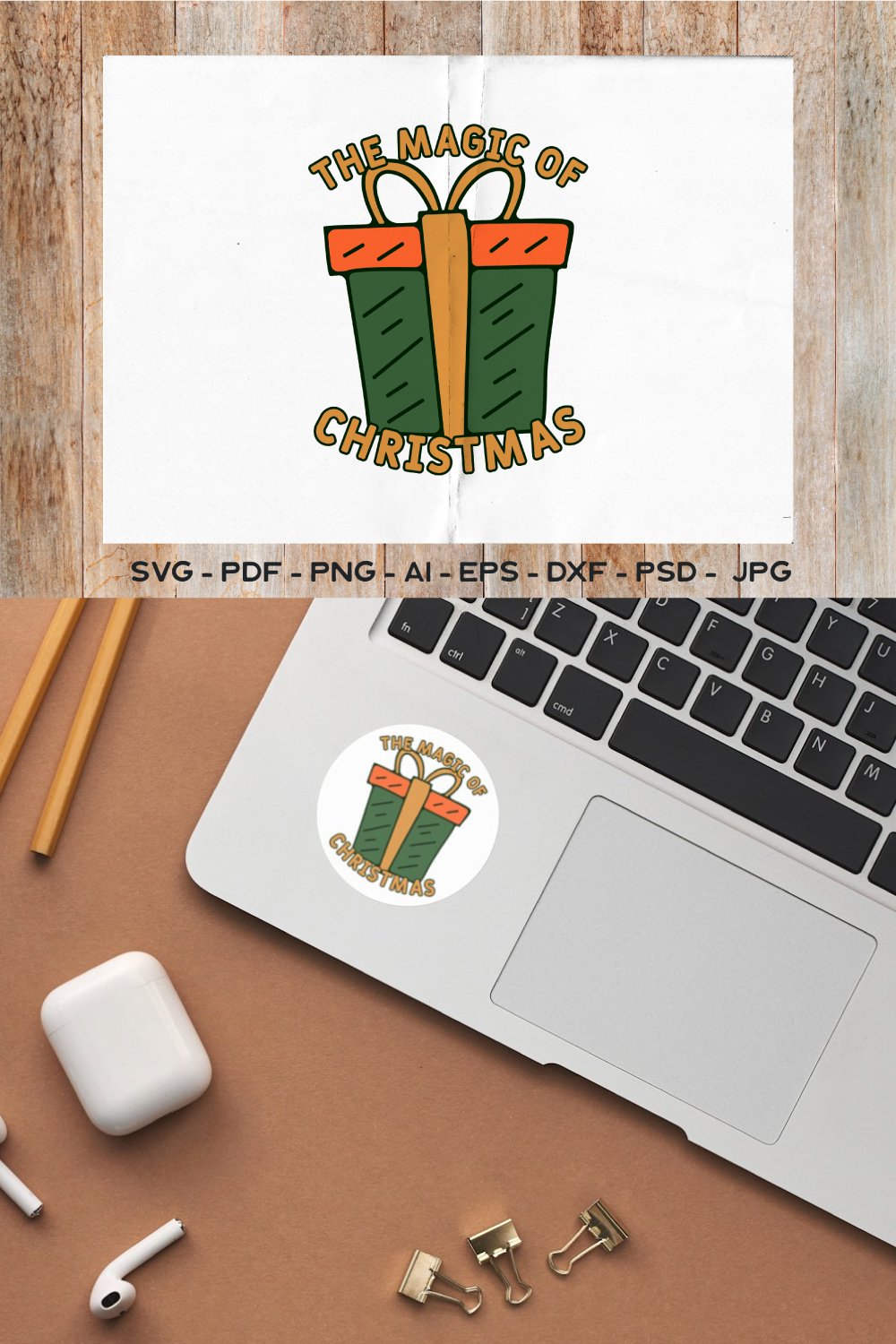 Christmas Sublimation SVG Design | Gift Box PNG Print