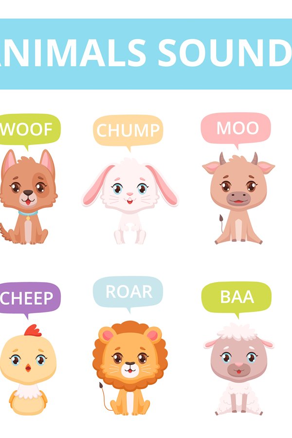 Animals sounds. Zoo birds cats dogs farm animals communicati