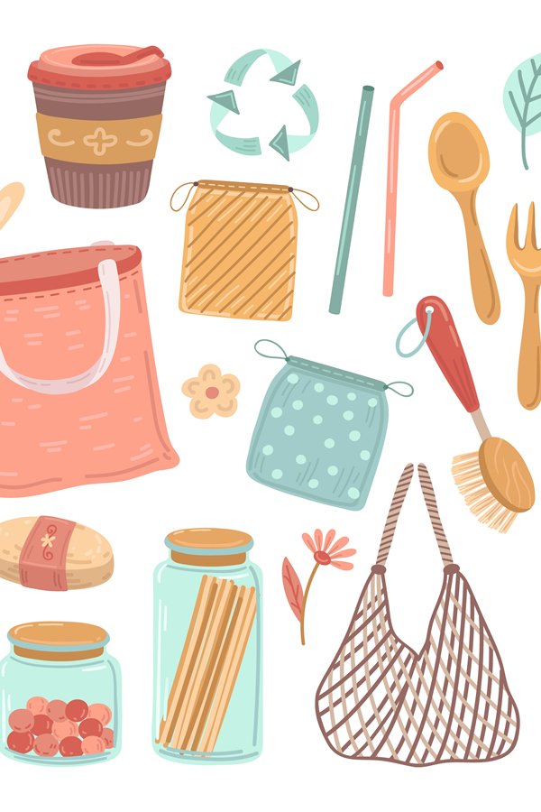 Zero waste. Reusable objects, ecology life and reduce plasti
