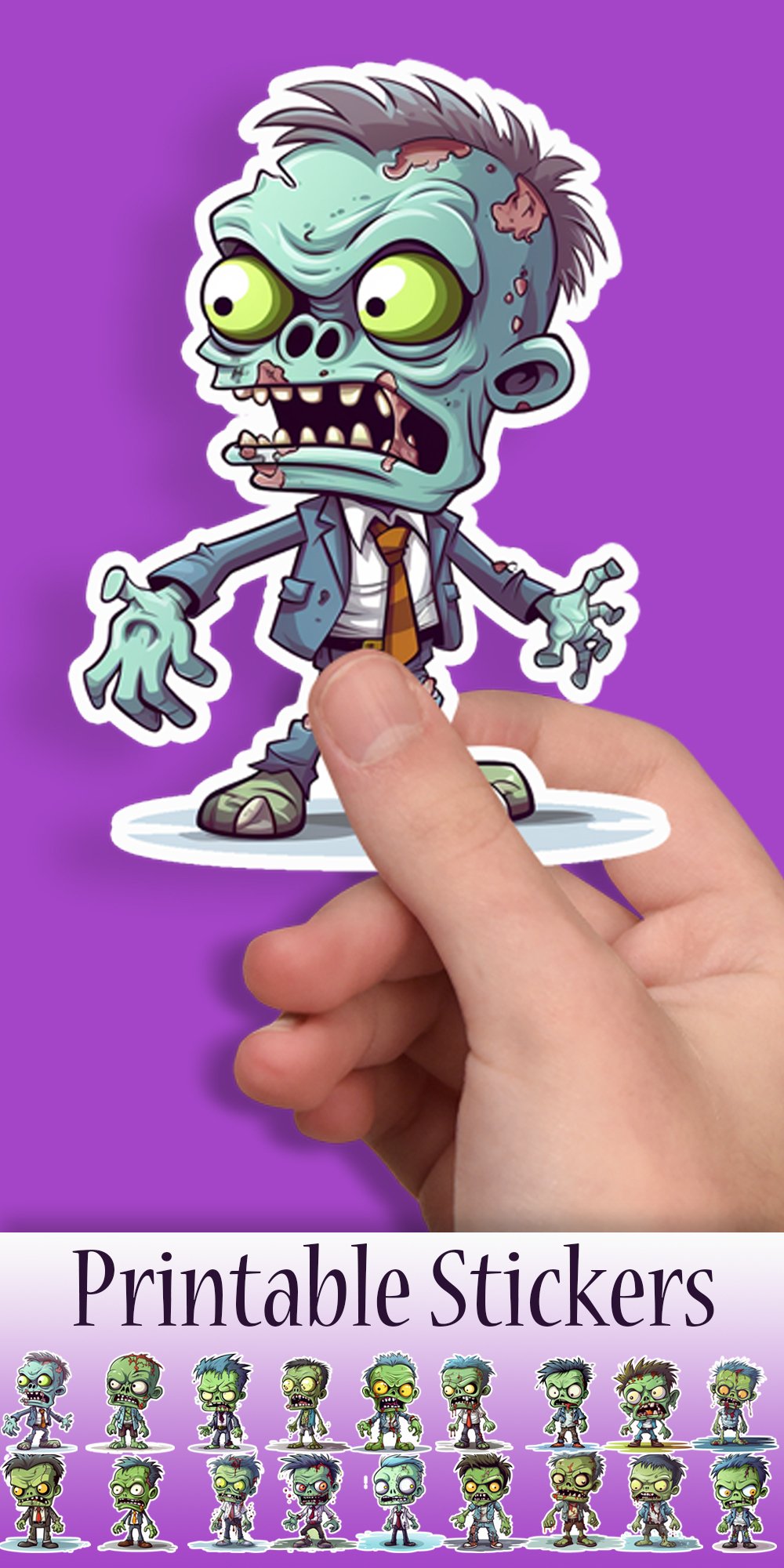 Cute Halloween Zombie Stickers - Unleash Spooky Fun!