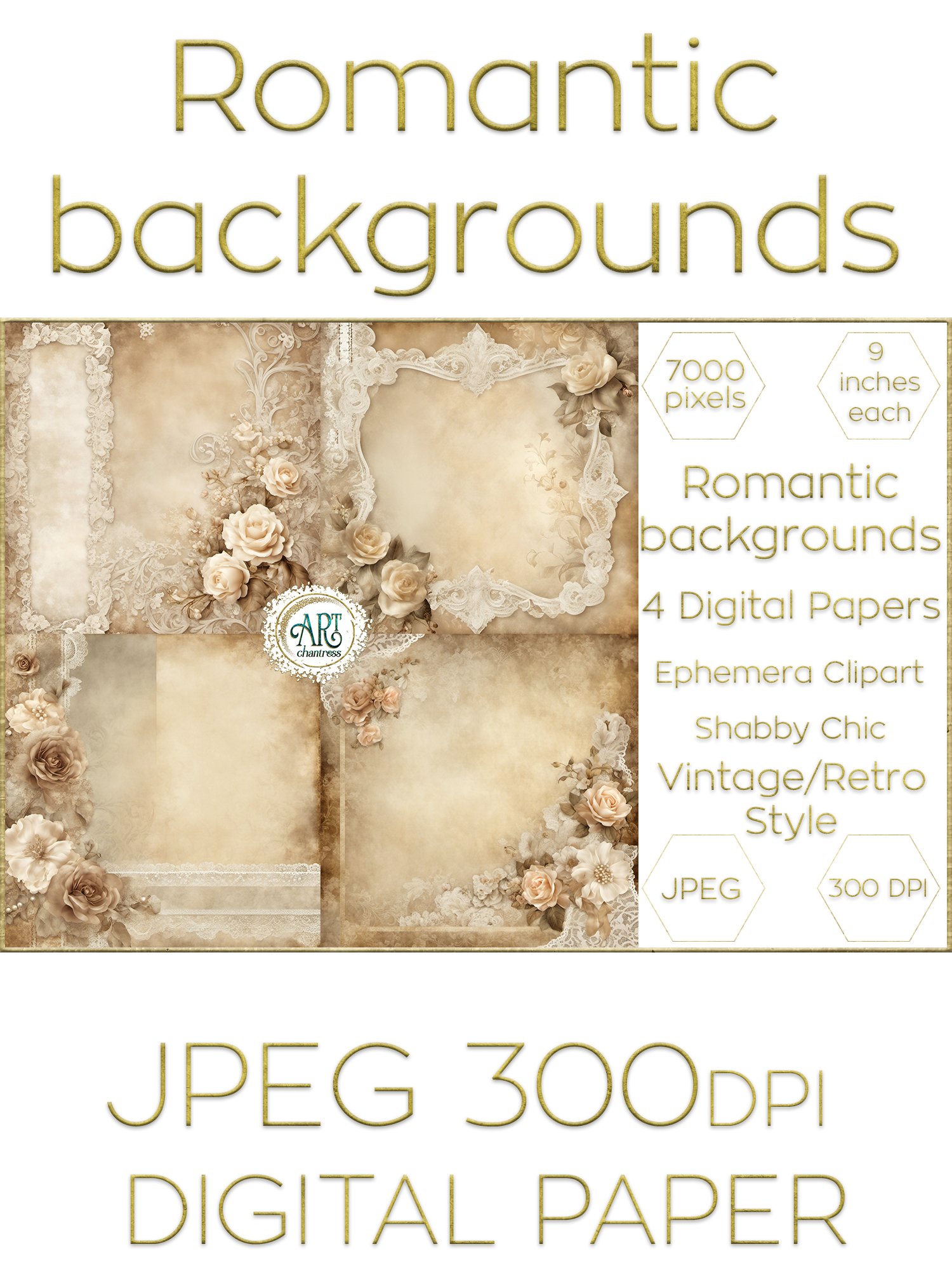Vintage watercolor digital papers backgrounds soft (2928531)