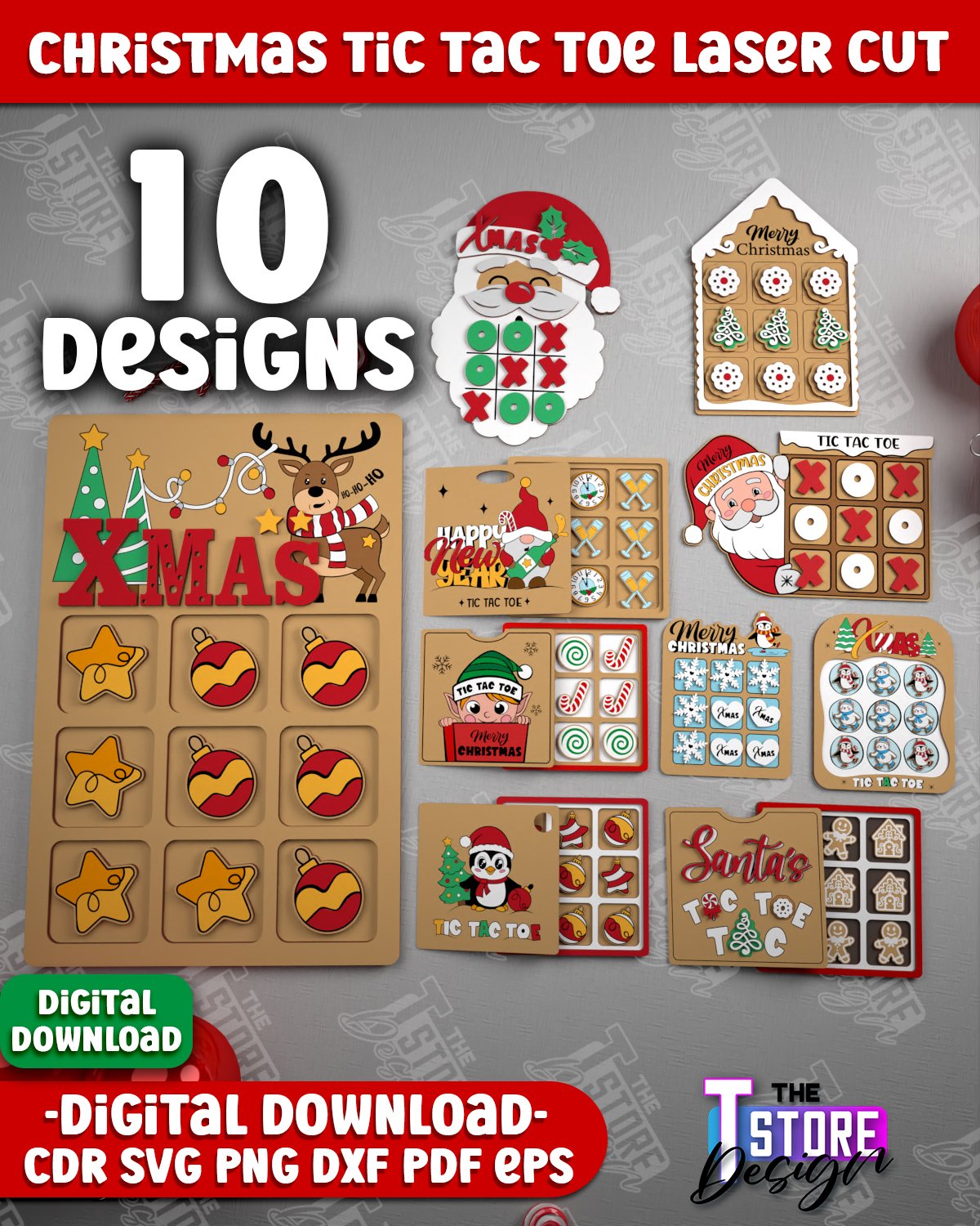 Christmas Tic Tac Toe Bundle|Noughts and Crosses|Board Game