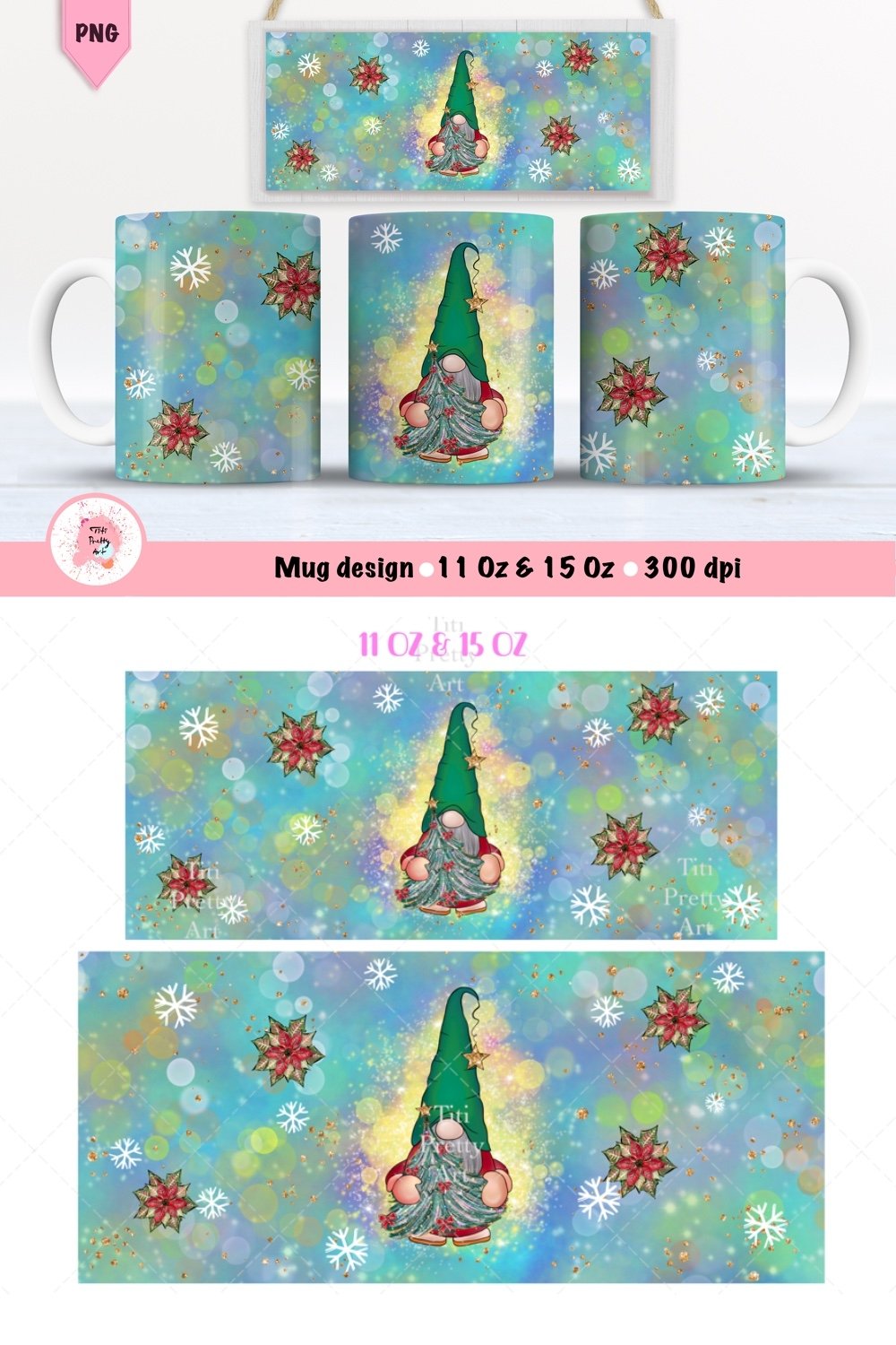 Christmas Mug Wraps | Christmas Clipart