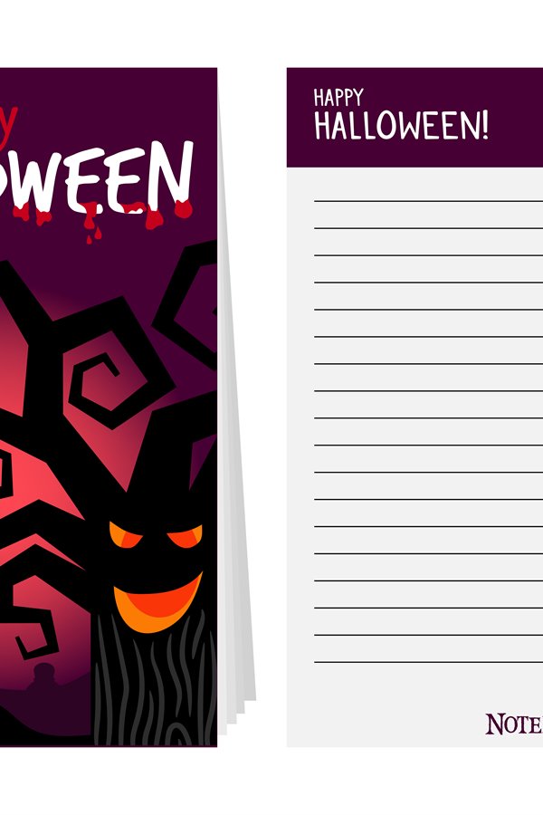 Halloween notepad cover with tree