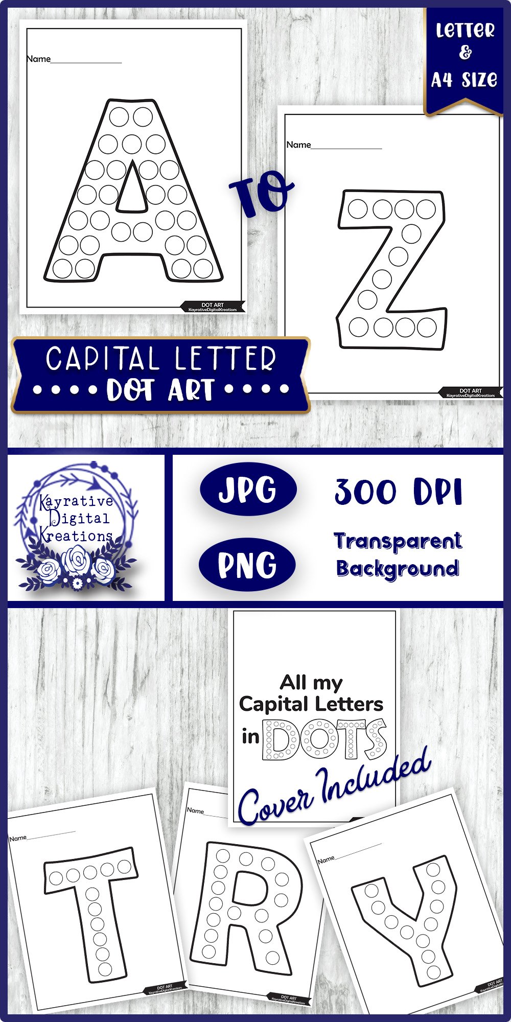 Alphabet Dot Art Printable for kids