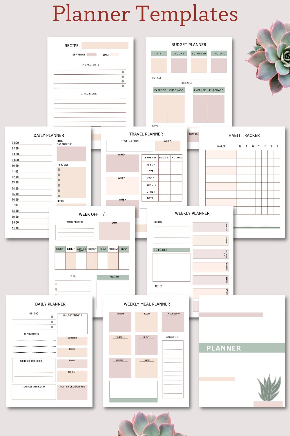 Planner Canva Template | Editable Pages | (2686170)