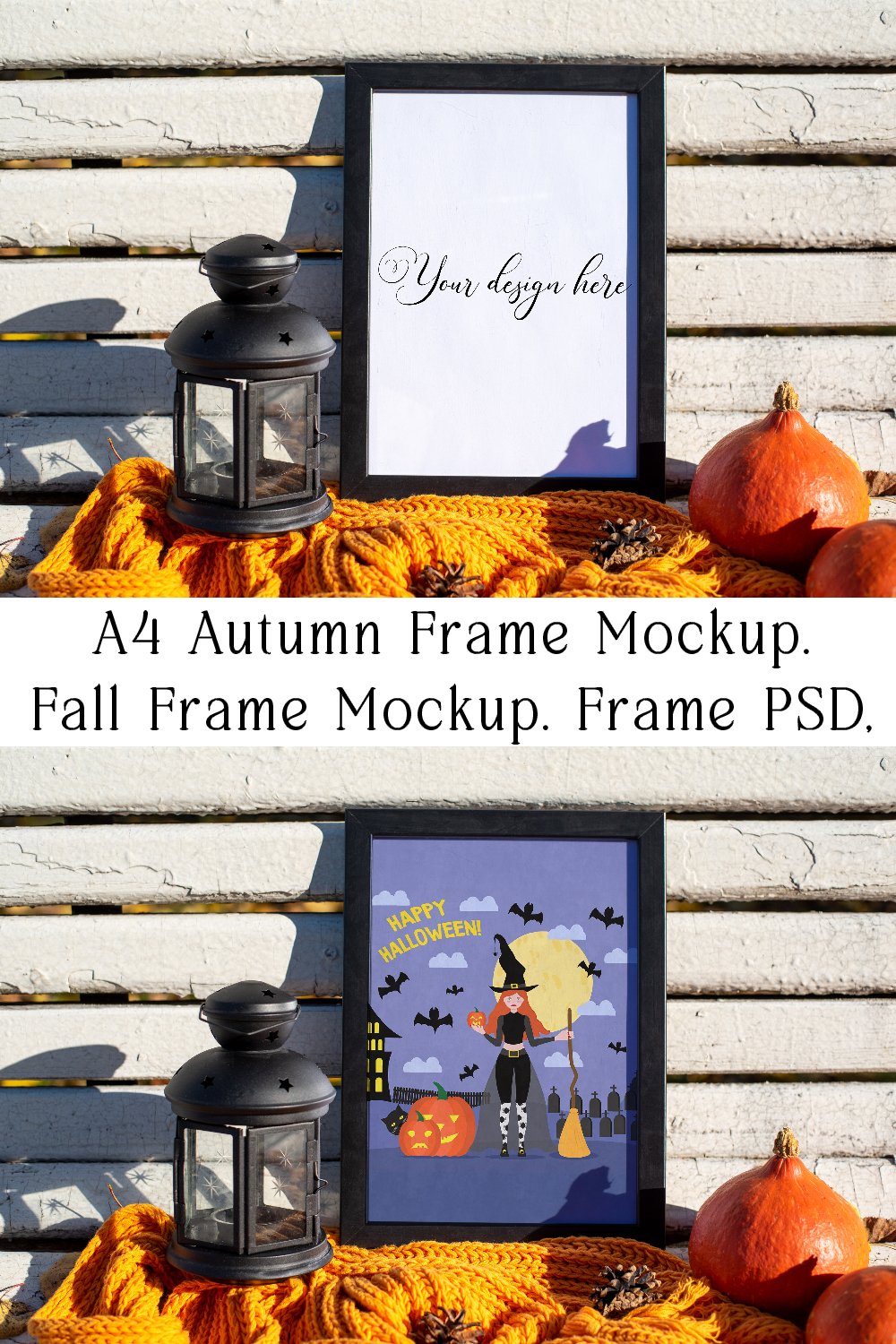 A4 Autumn Frame Mockup. Fall Mockup. Frame PSD mockup.