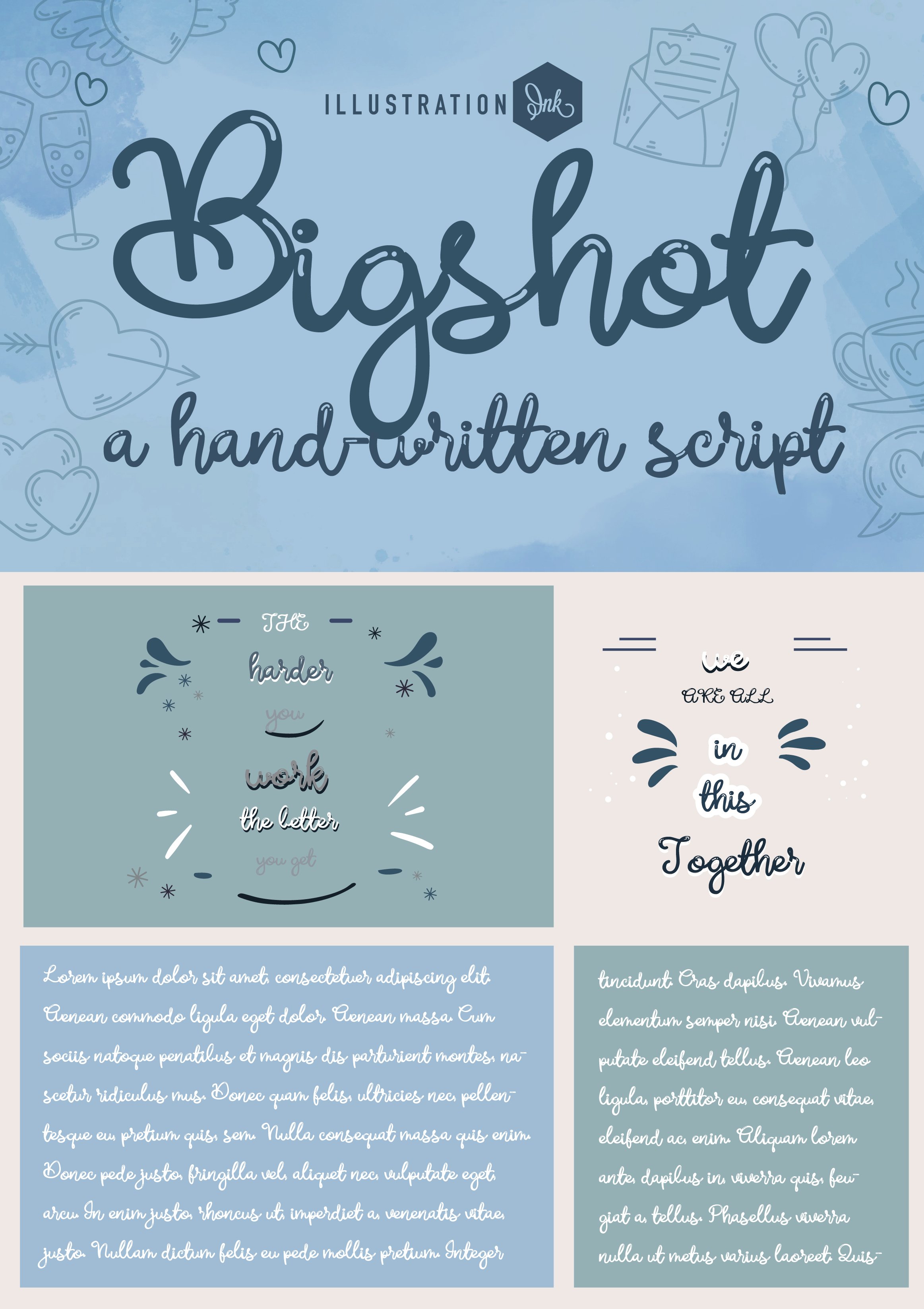 Hand-crafted, hand-written, script font