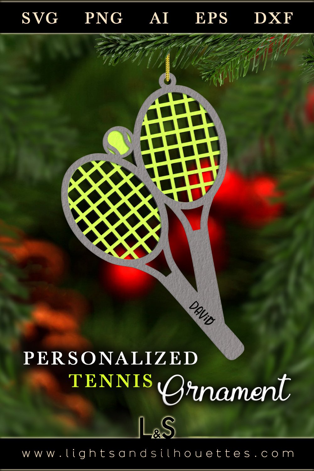 Tennis Svg Ornament | Personalized Christmas Ornament