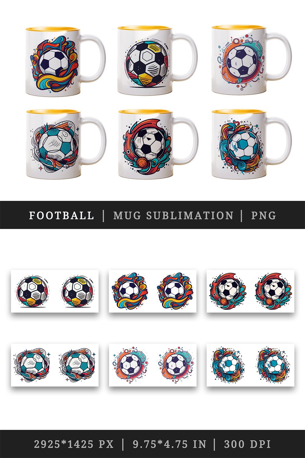 Football mug wrap, coffee cup sublimation design bundle png