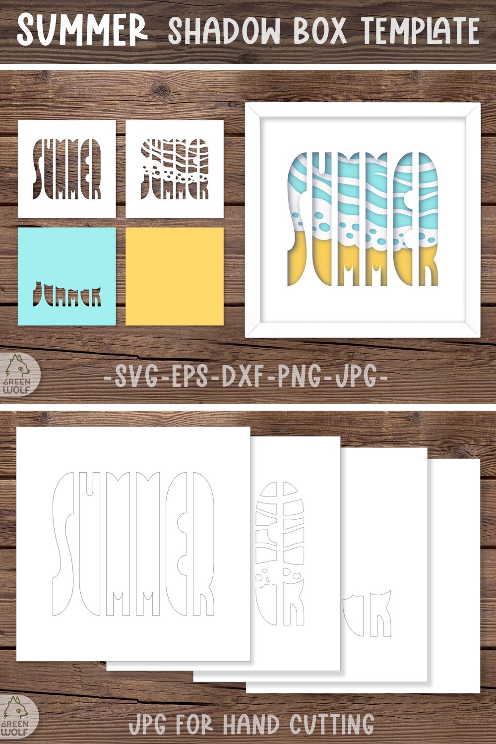 Summer shadow box svg 3d layered papercut template svg dxf