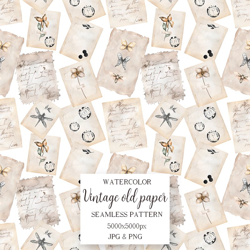 Watercolor Vintage Old Paper Texture Pattern