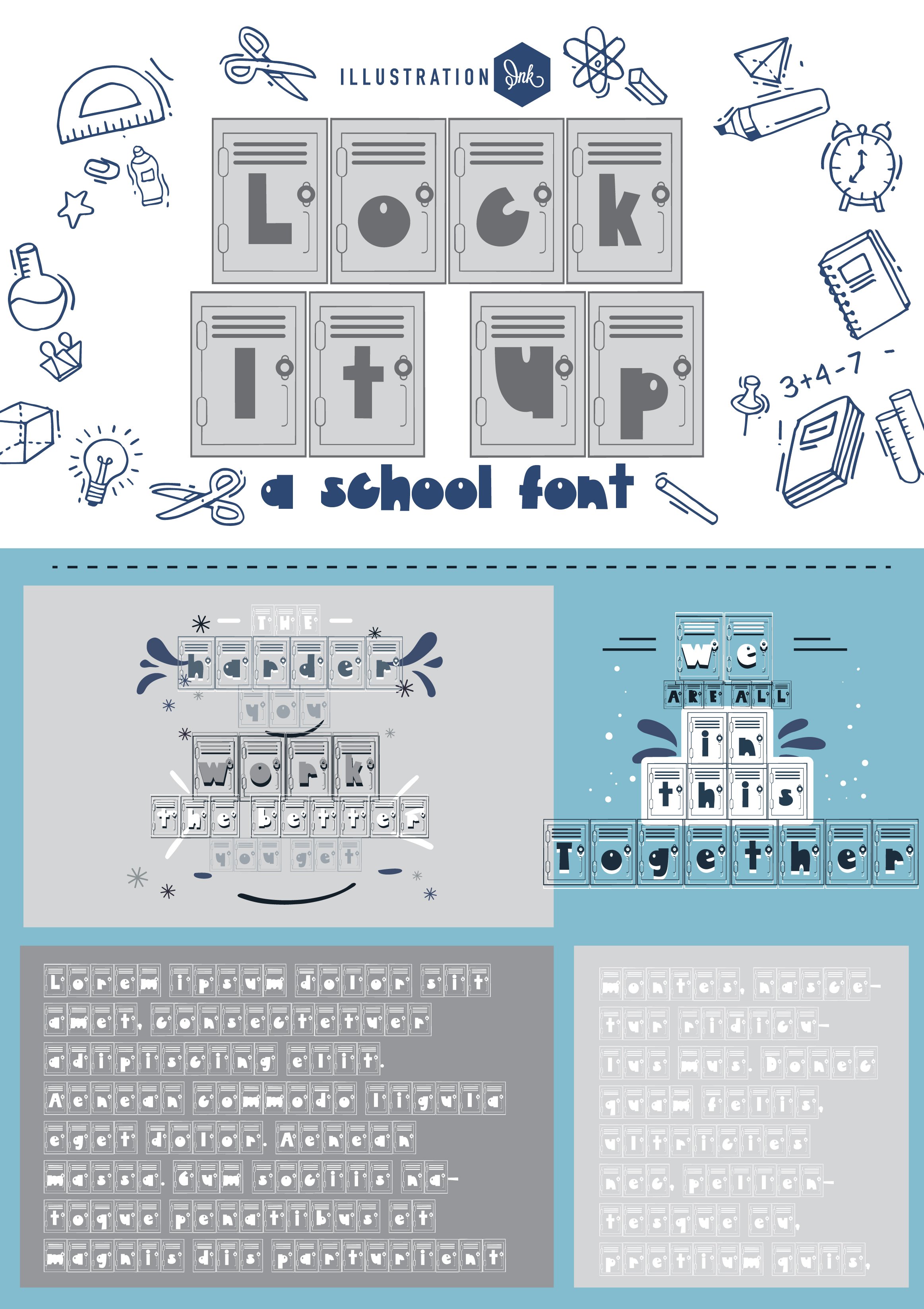 Hand-crafted, youthful school font for teachers and students