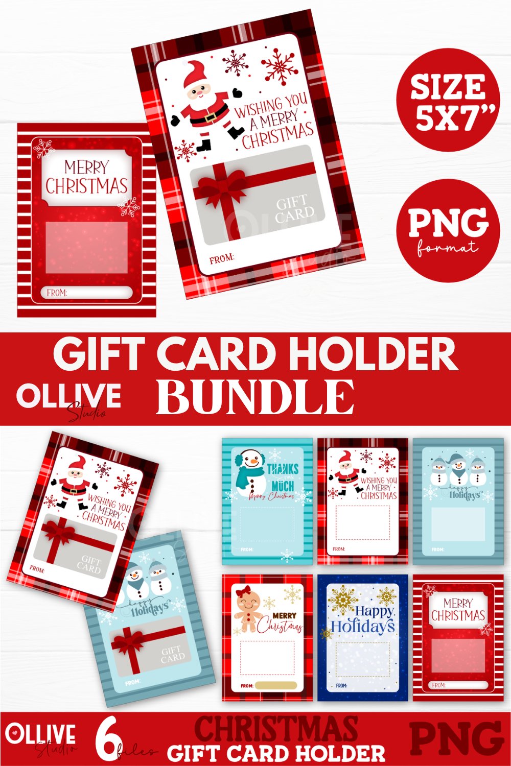 Christmas Gift Card Holder PNG Bundle | Gift Card Holder PNG