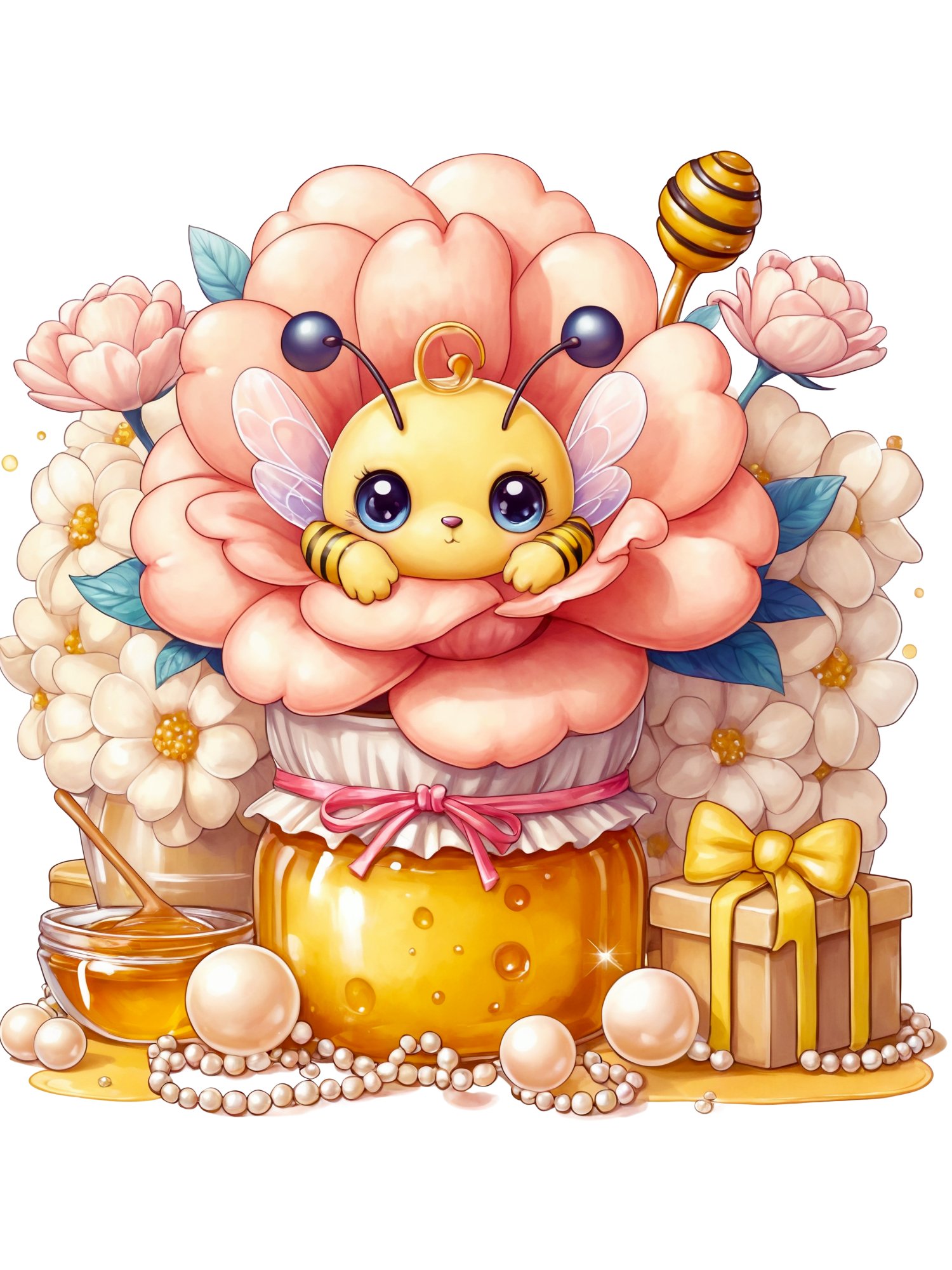 Watercolor Cute Bee Clipart, Bee watercolor painting, PNG,