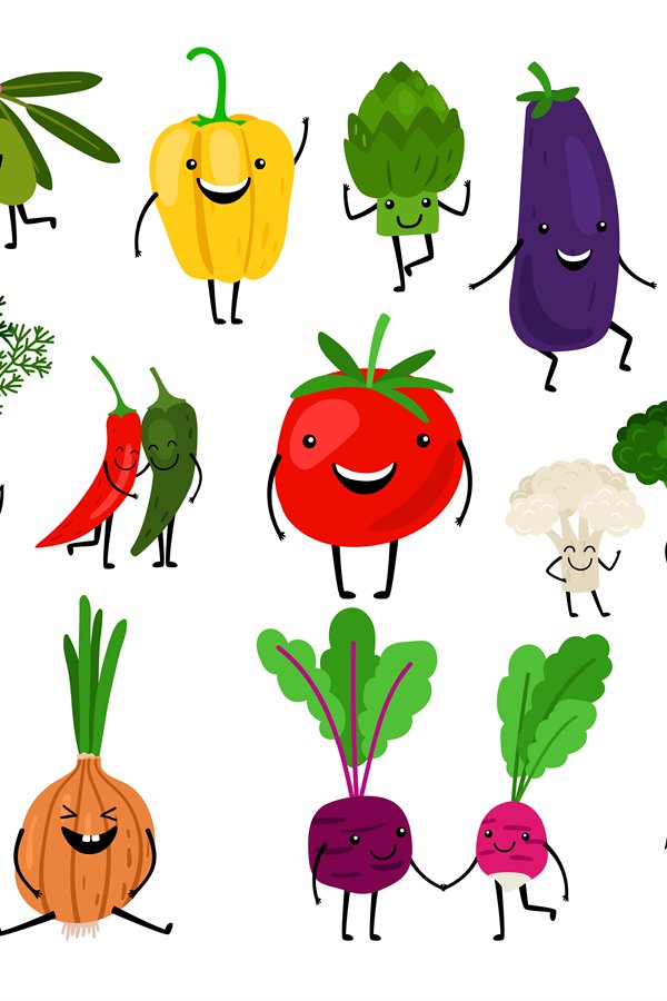 Cartoon vegetables characters