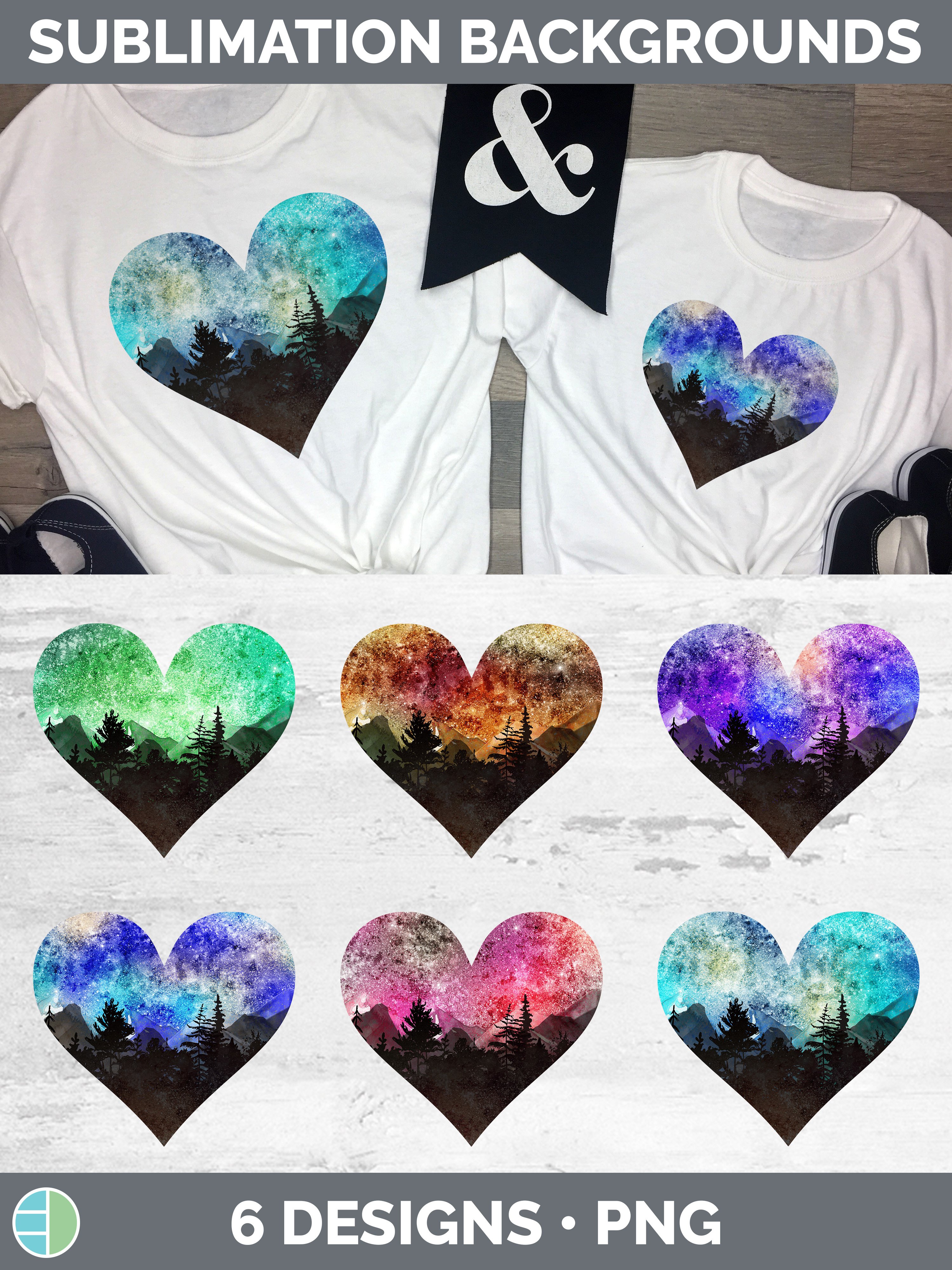 Northern Lights Heart Sublimation Background | Night Bundle