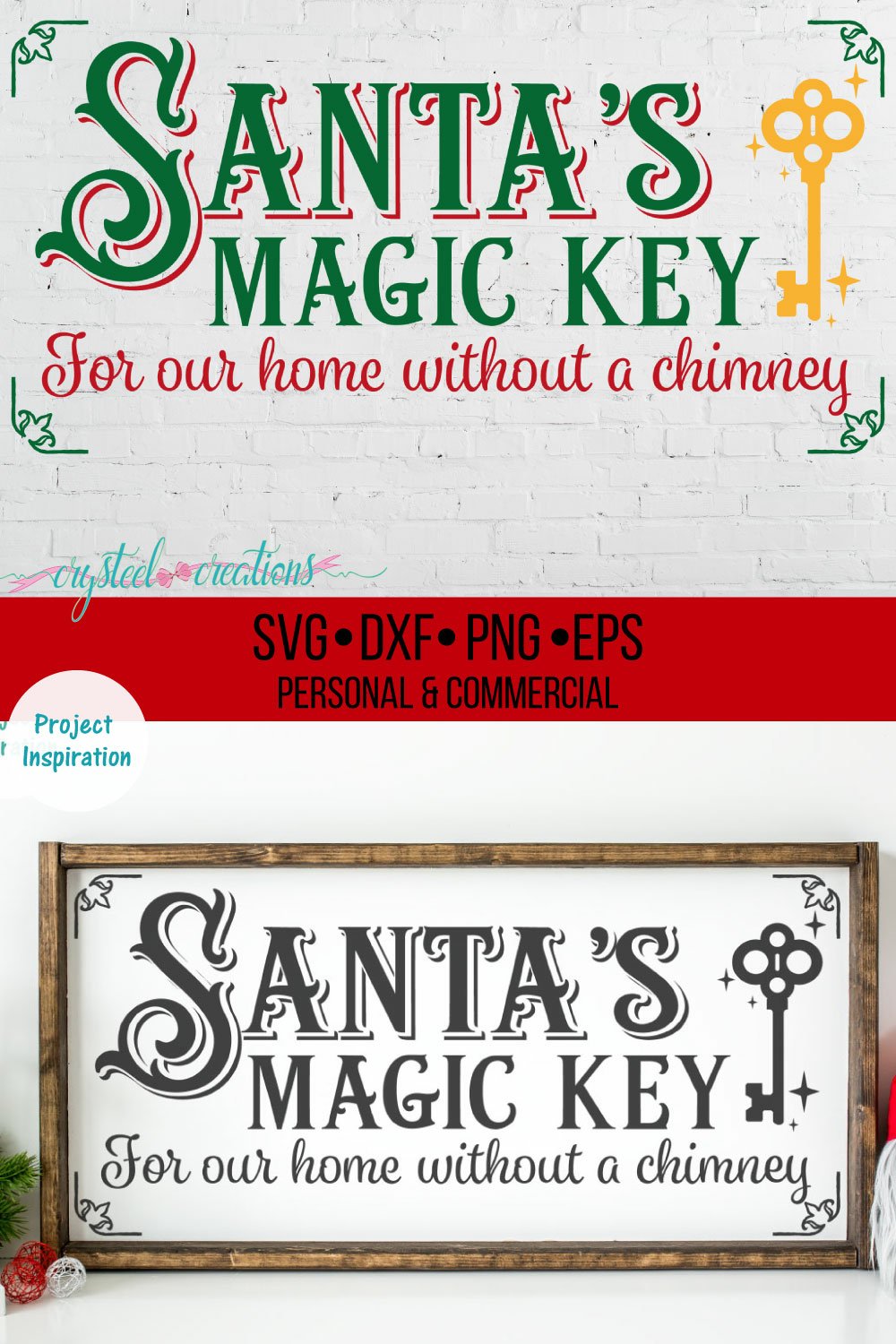 Vintage Santa's Magic Key Sign SVG, DXF, PNG, EPS 12x24