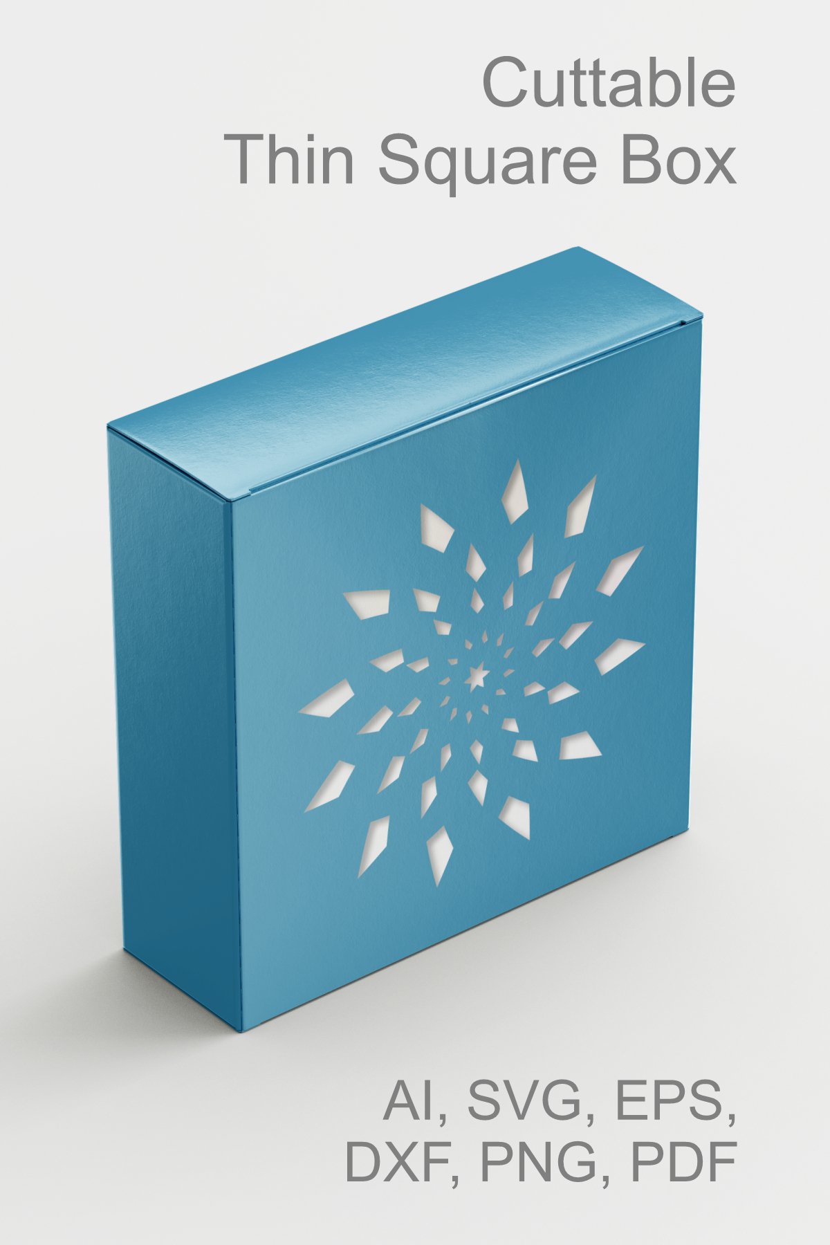 Snow Crystal Thin Square Gift Box Template Paper Cut SVG