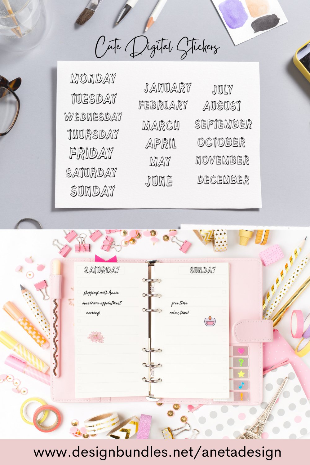 Digital Stickers, Weekly & Monthly Set (2489357)