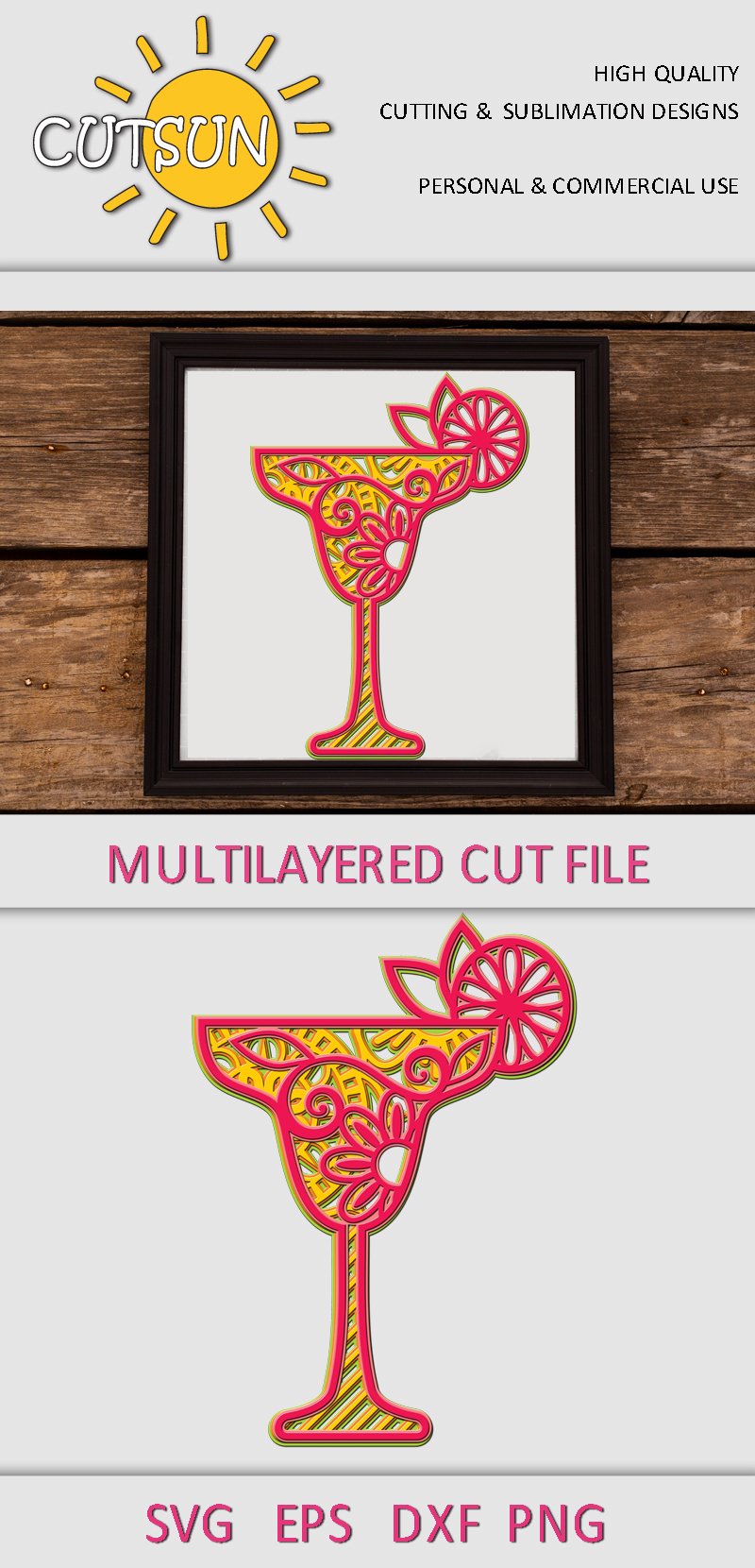 3D Layered Mandala Cocktail SVG cut file 5 layers (689160)