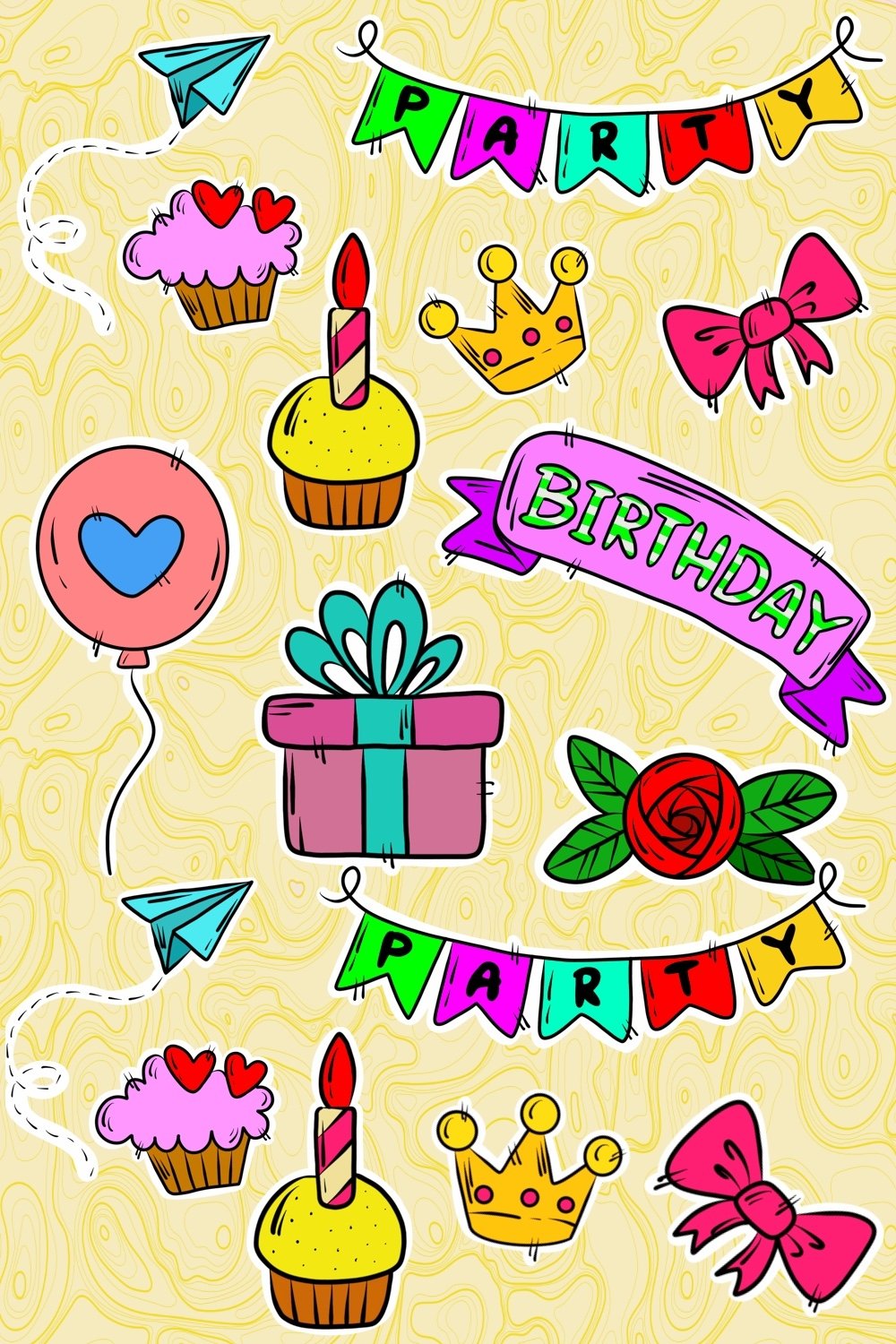 Happy birthday digital clipart, party décor, PNG,Birthday