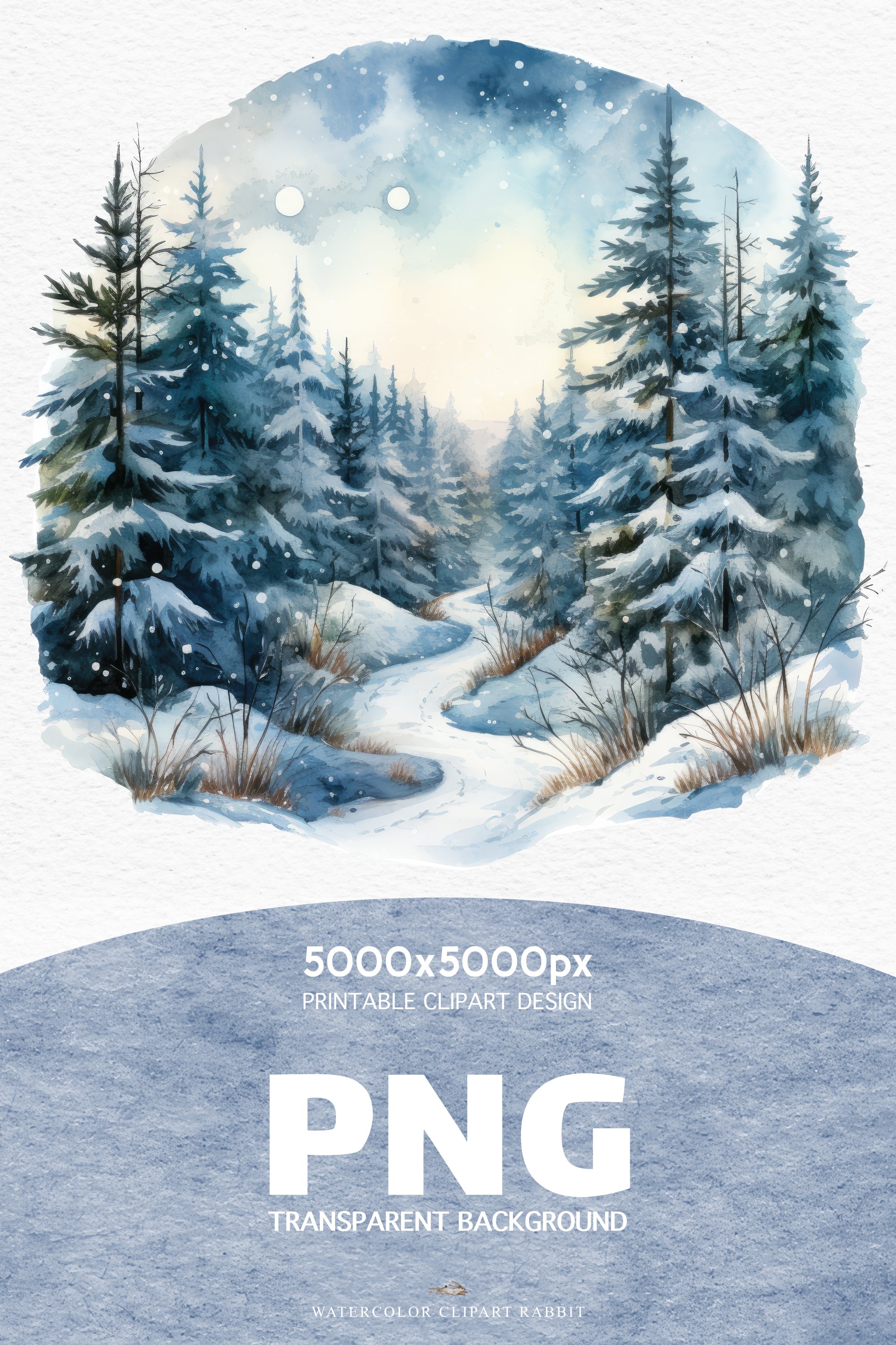 Christmas Winter Forest Snow Landscape Clipart Holiday PNG