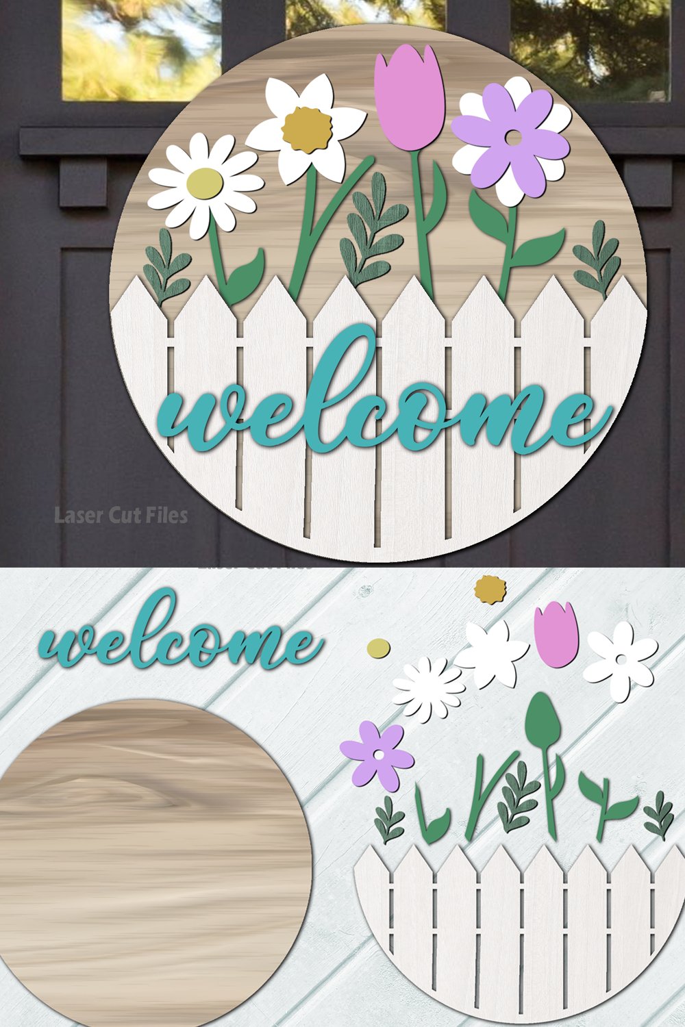 Spring Flower SVG Laser Cut Files | Floral Welcome Sign SVG