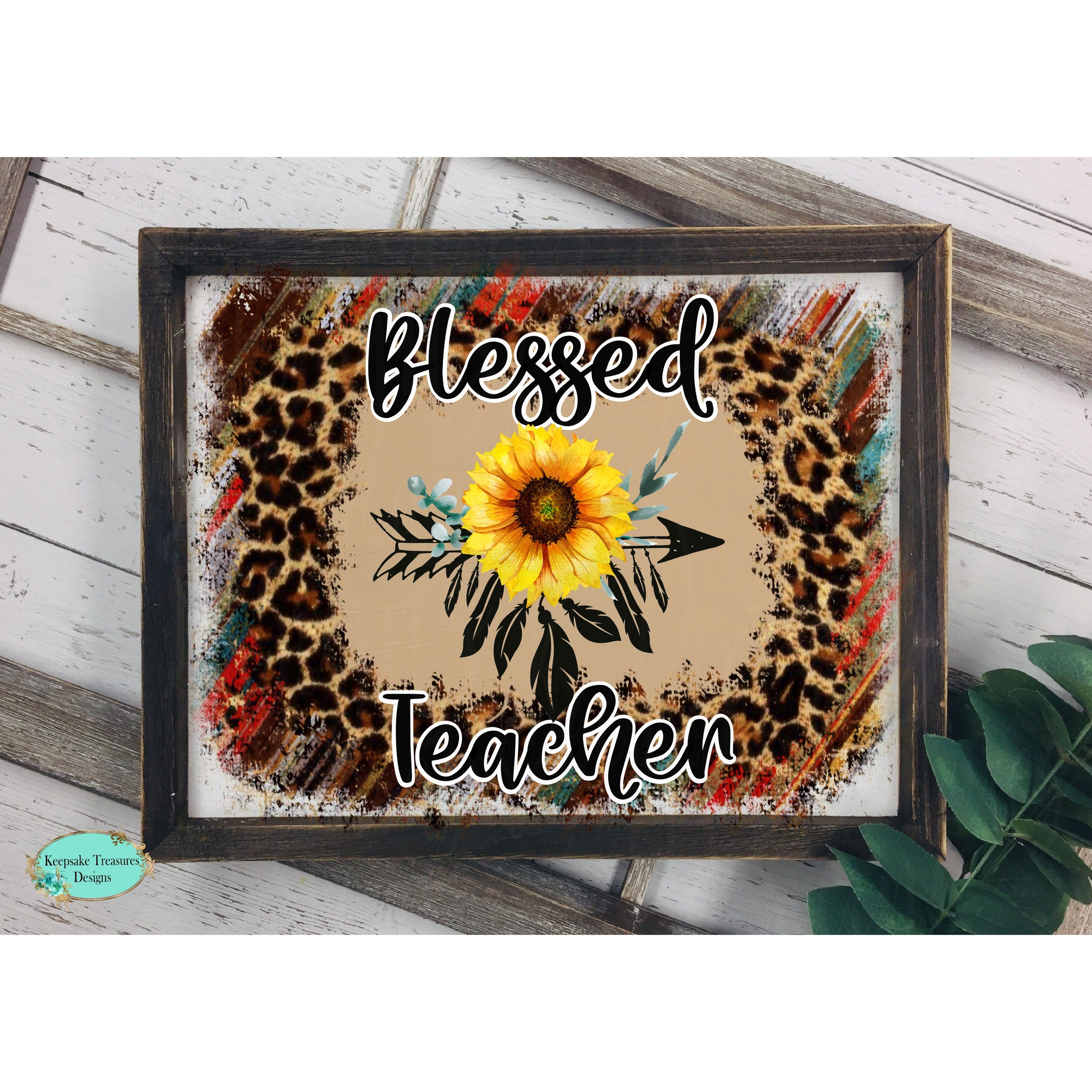 Blessed Teacher, Boho Sunflower