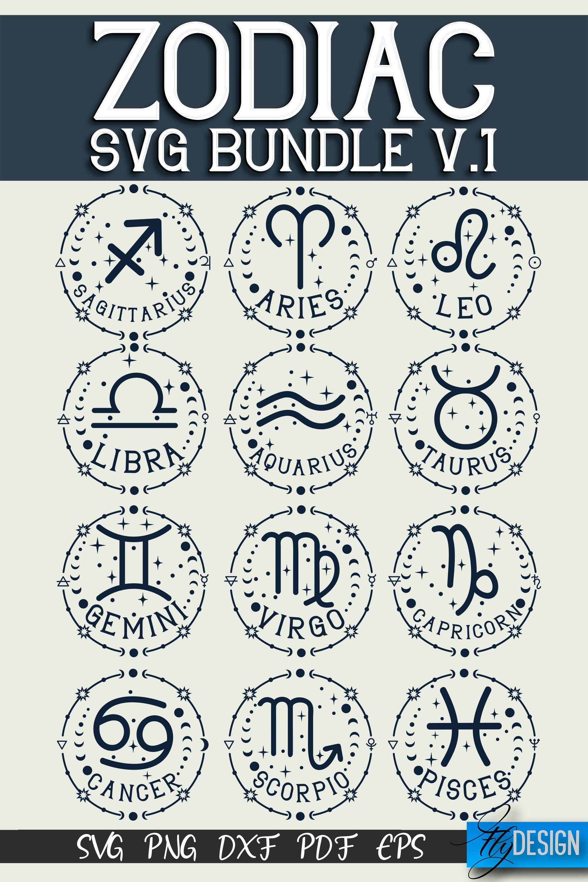 Zodiac Sign SVG Bundle|Astrology SVG Design|Horoscope Zodiac