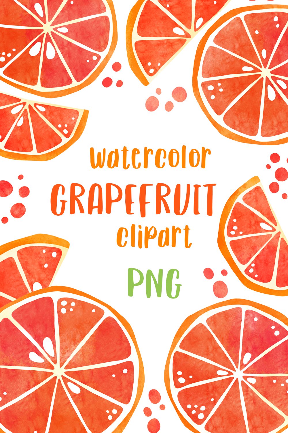 Watercolor citrus Summer clipart Fruit watercolor