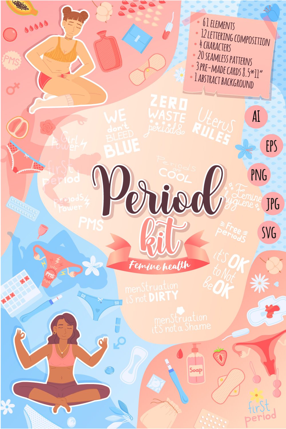Period kit | Feminine health and hygiene PNG SVG clipart