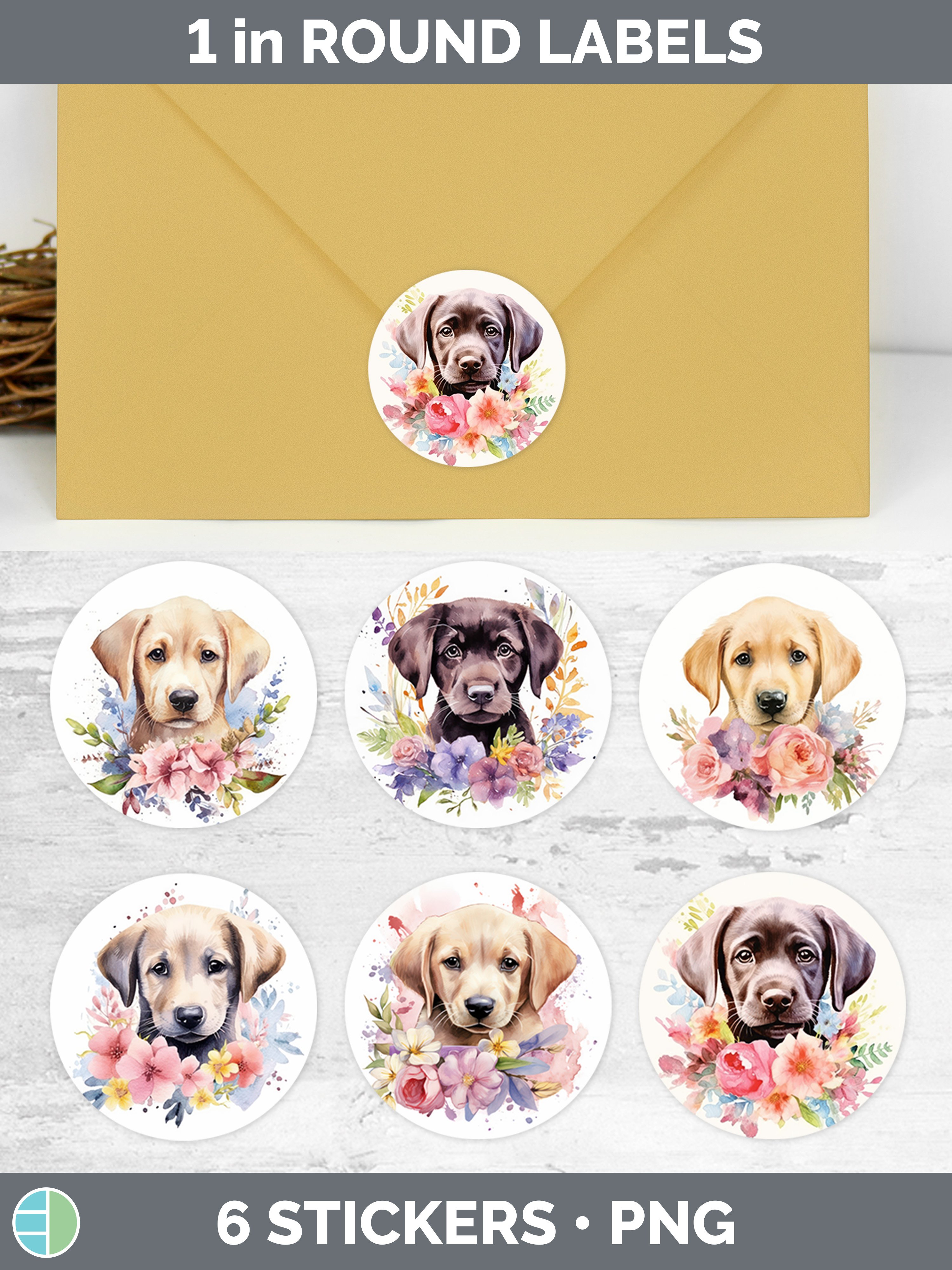 Watercolor Labrador Retriever Dog Stickers | Round Labels De
