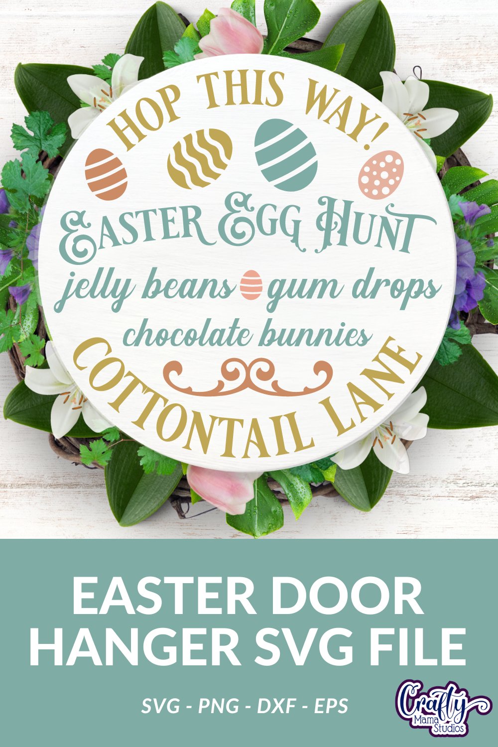 Hop This Way Easter Egg Hunt | Round Easter Svg | Door Sign
