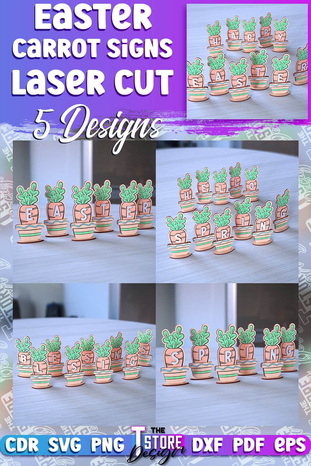 Happy Easter Sings | Easter Carrot Signs Laser Cut (3267676)