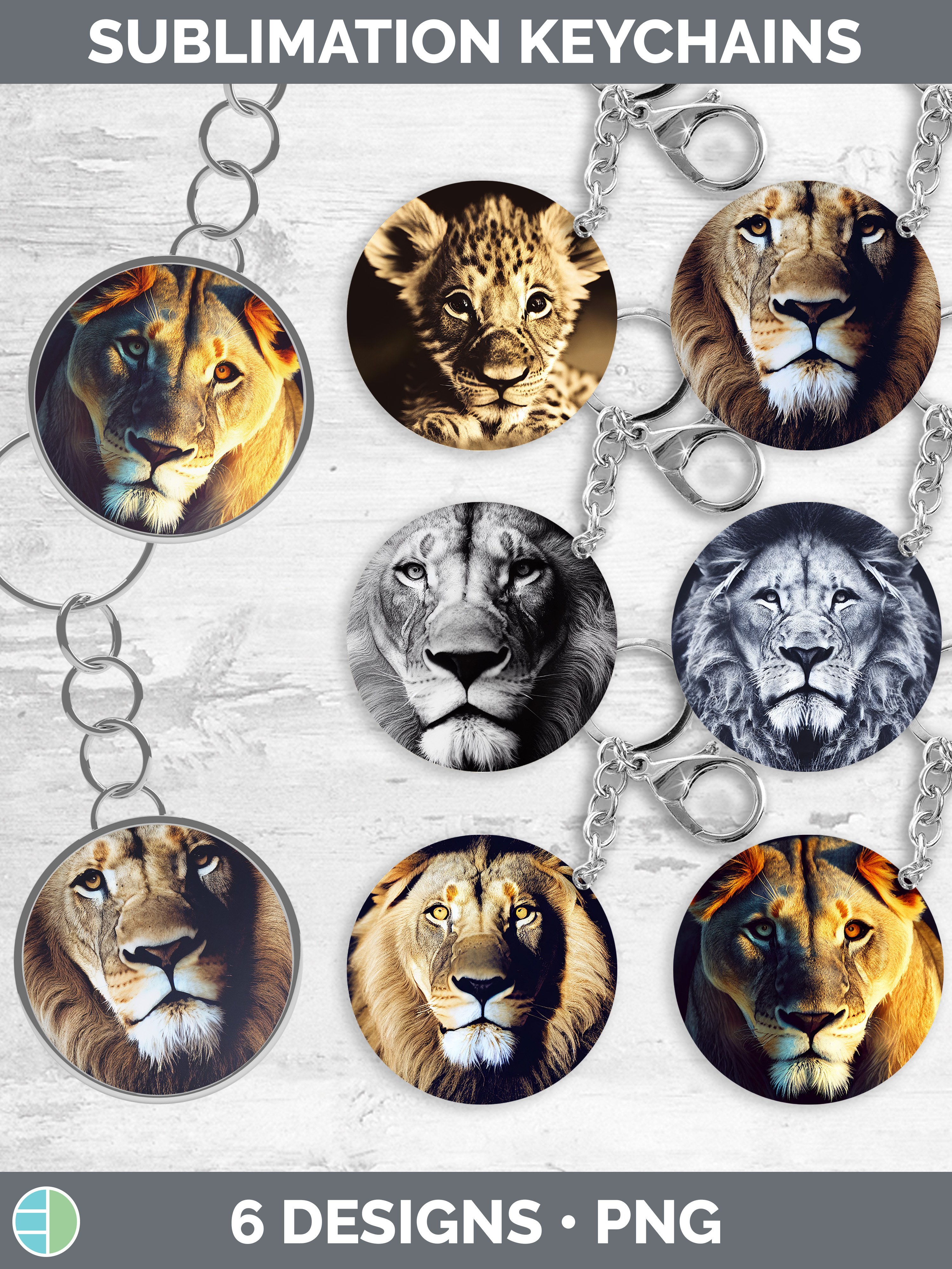 Lion Keychain Bundle | Keyring Sublimation Designs