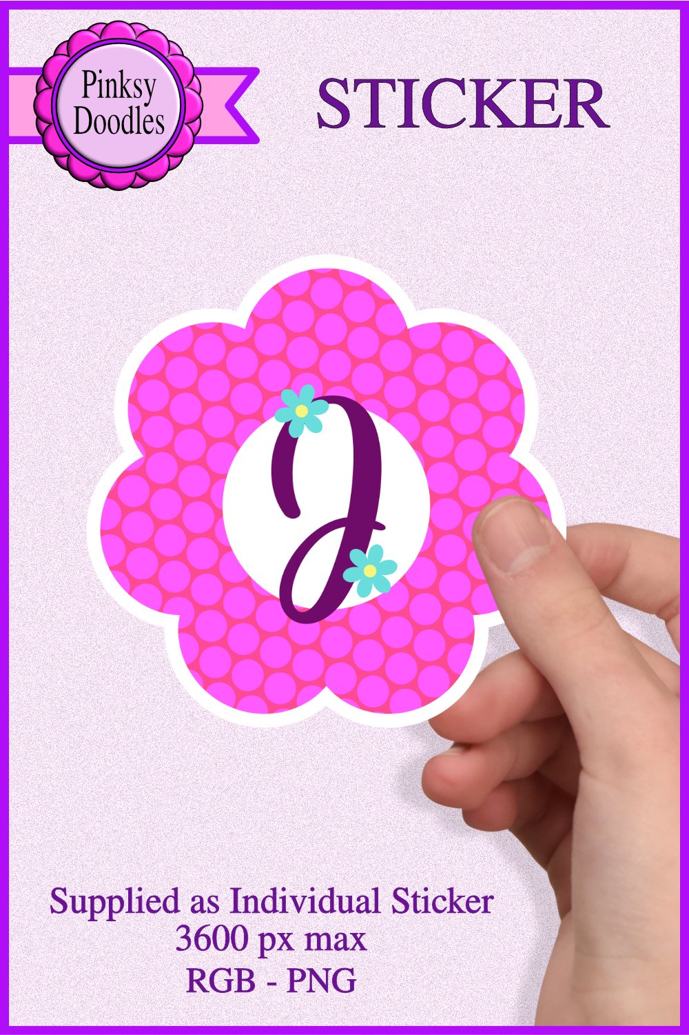 Letter J Flower Monogram Sticker png file