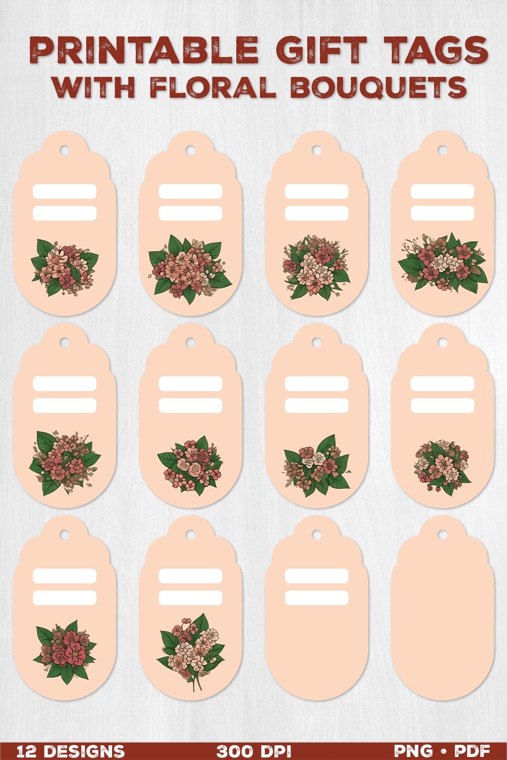 Printable Blossoming Spring Gift Tags with Floral Bouquets