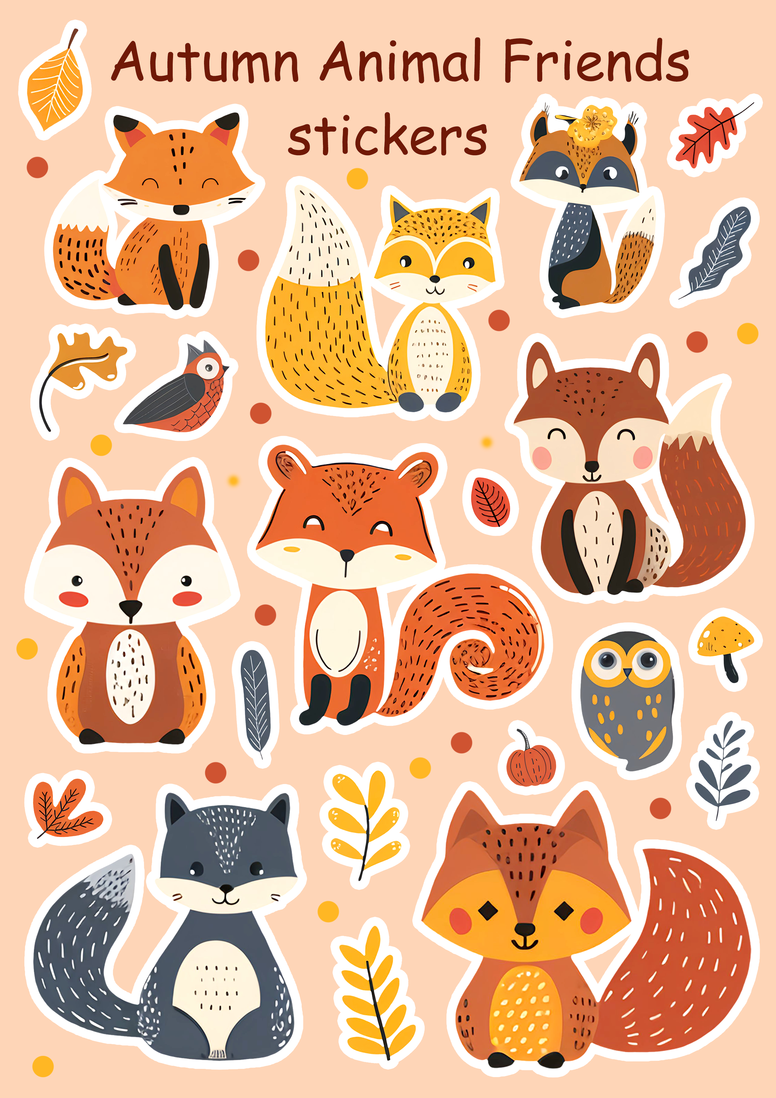Autumn Animals Stickers |Stickers PNG|JPEG