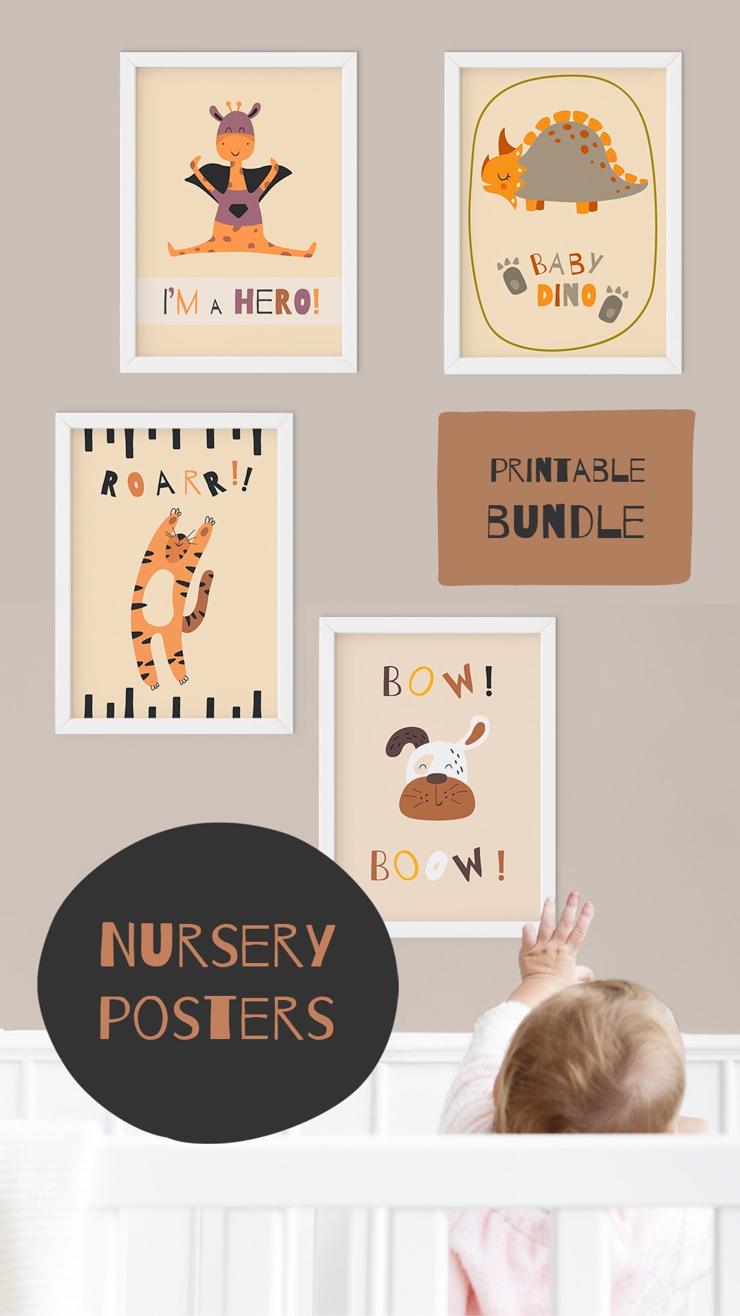 Kids posters with cute animals. Printable set