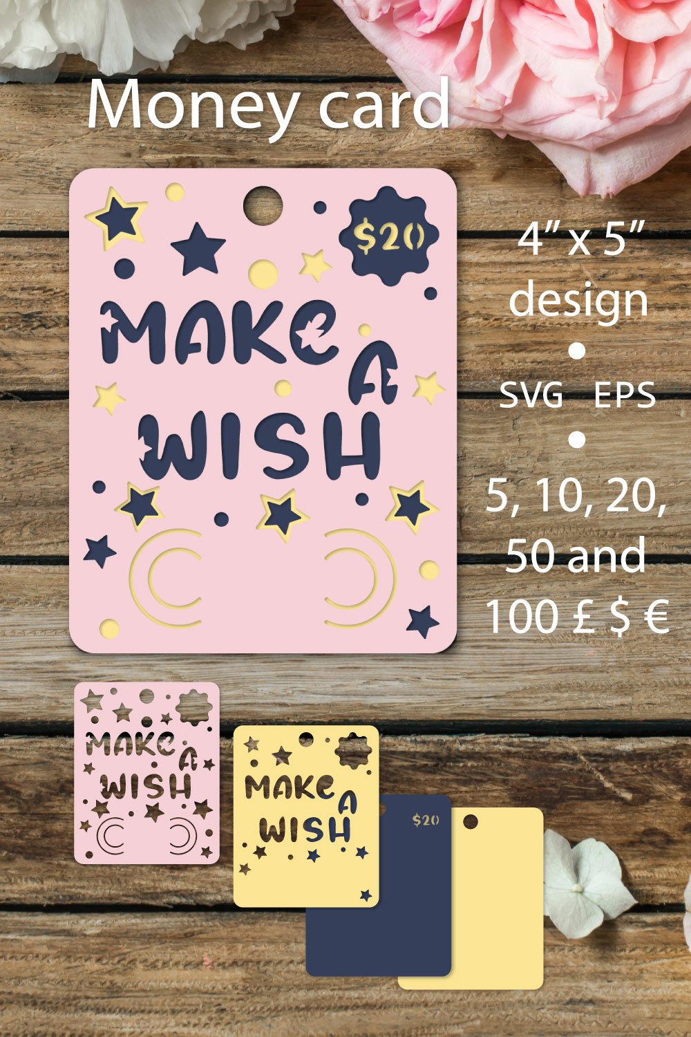 Make a wish Money card SVG, Money Card Holder, paper cutting