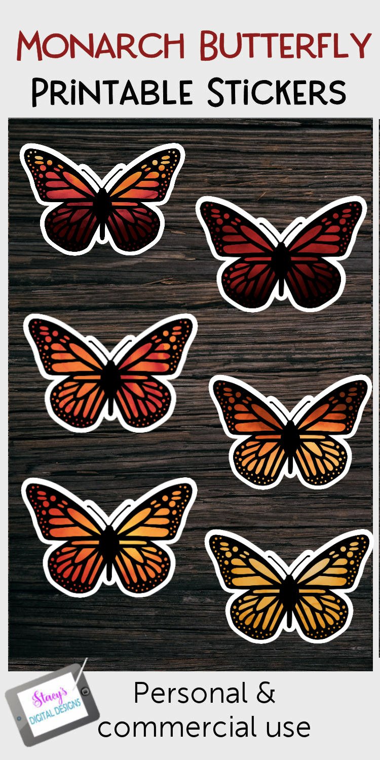 Printable Stickers - Butterfly Stickers - Monarch