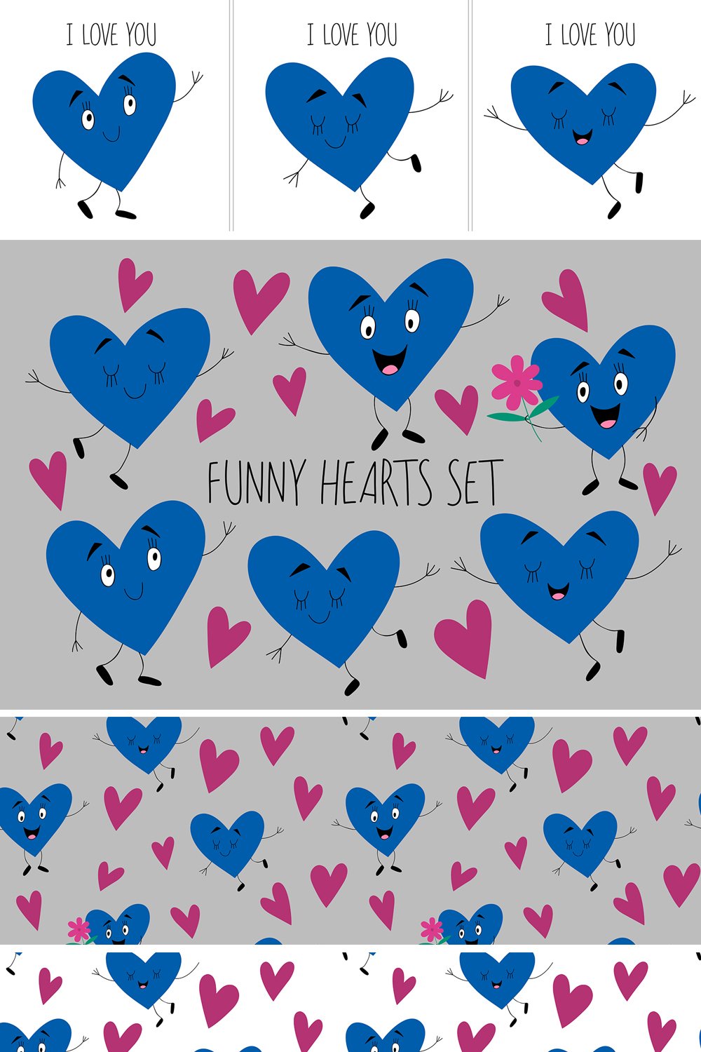 Funny hearts set