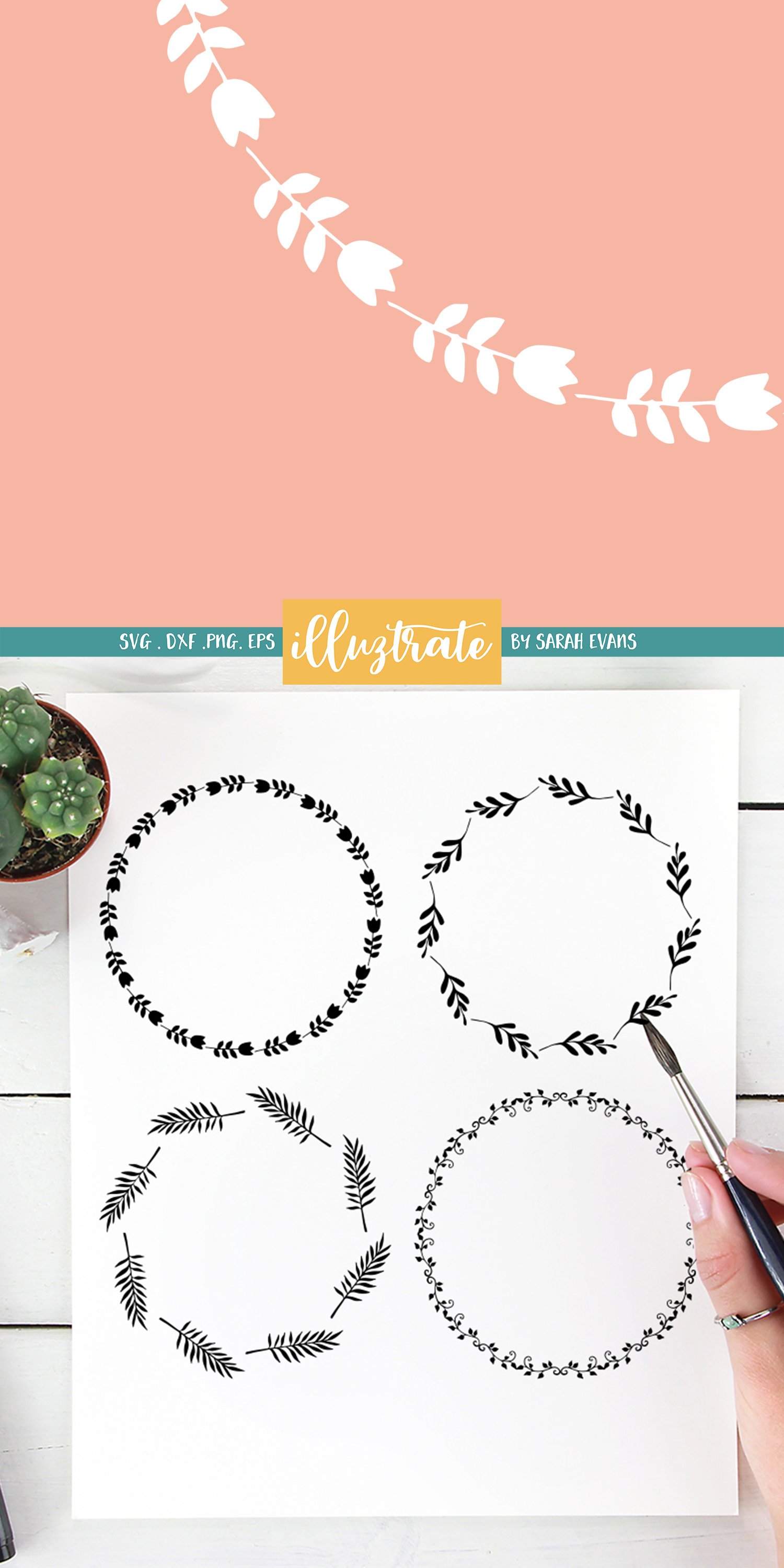 Hand Drawn Wreath SVG Cut File | Leafy Wreath (560261)