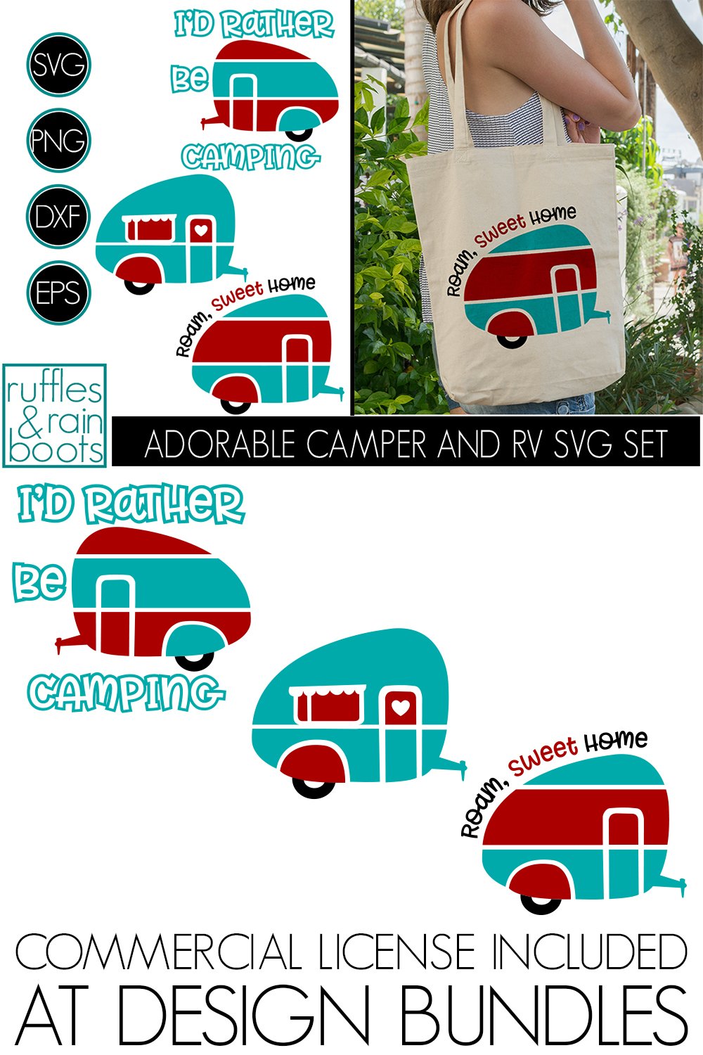 Camper SVG and RV Cut Files - Three Designs Glamping Incl