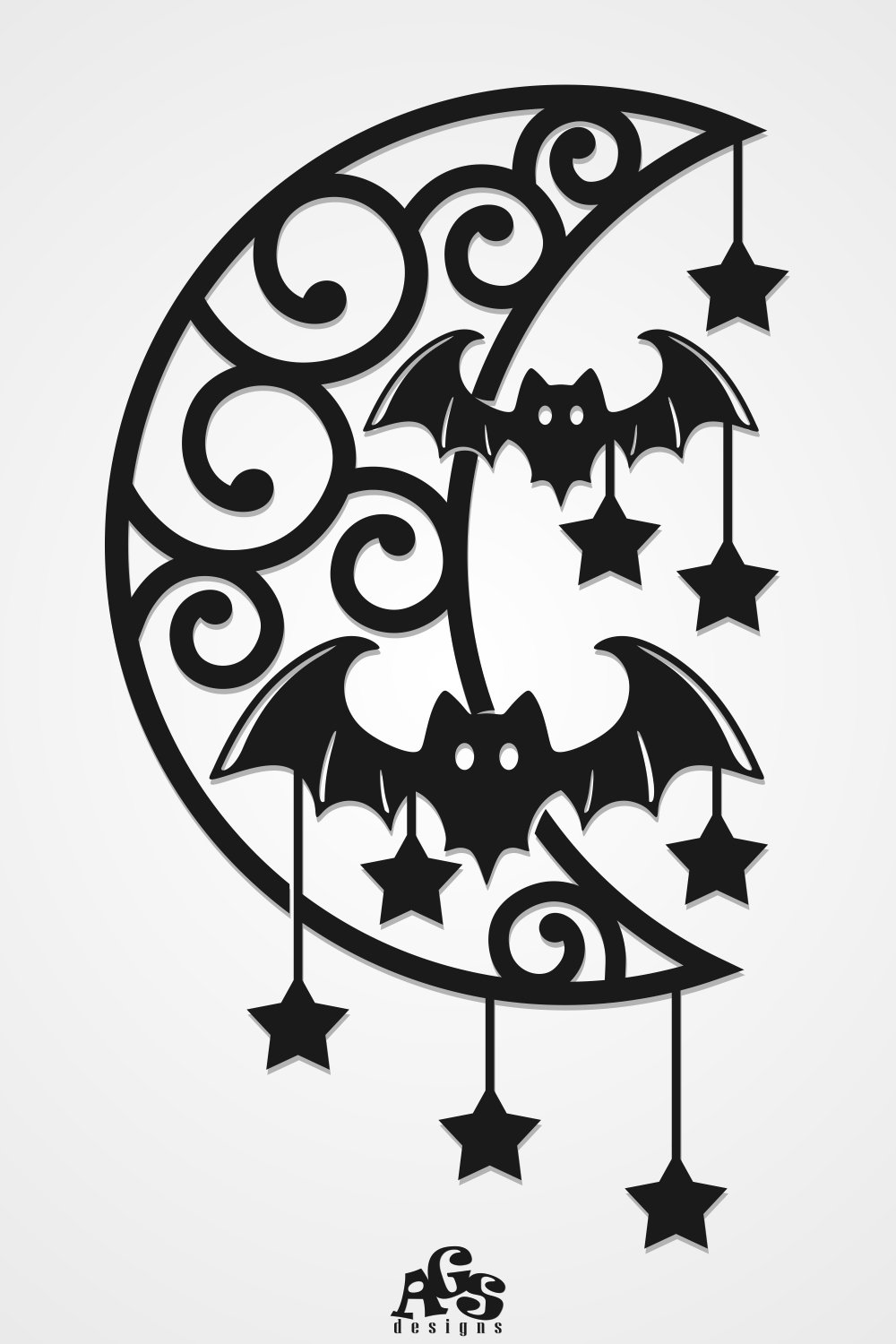 Moon and Bats I Papercraft I Halloween Svg Design