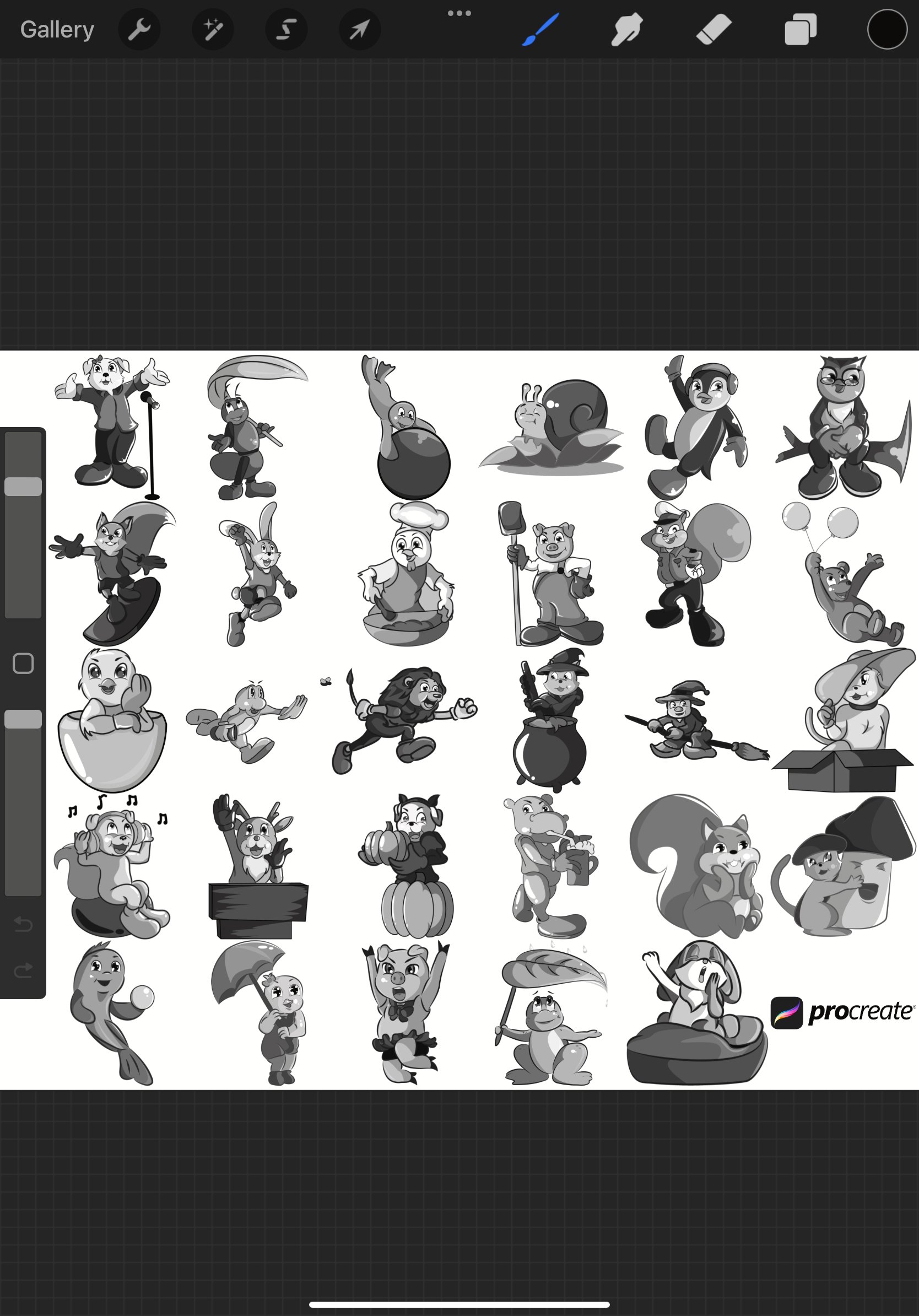 Cartoon Animal Procreate Brush Stamps Set 4, 29