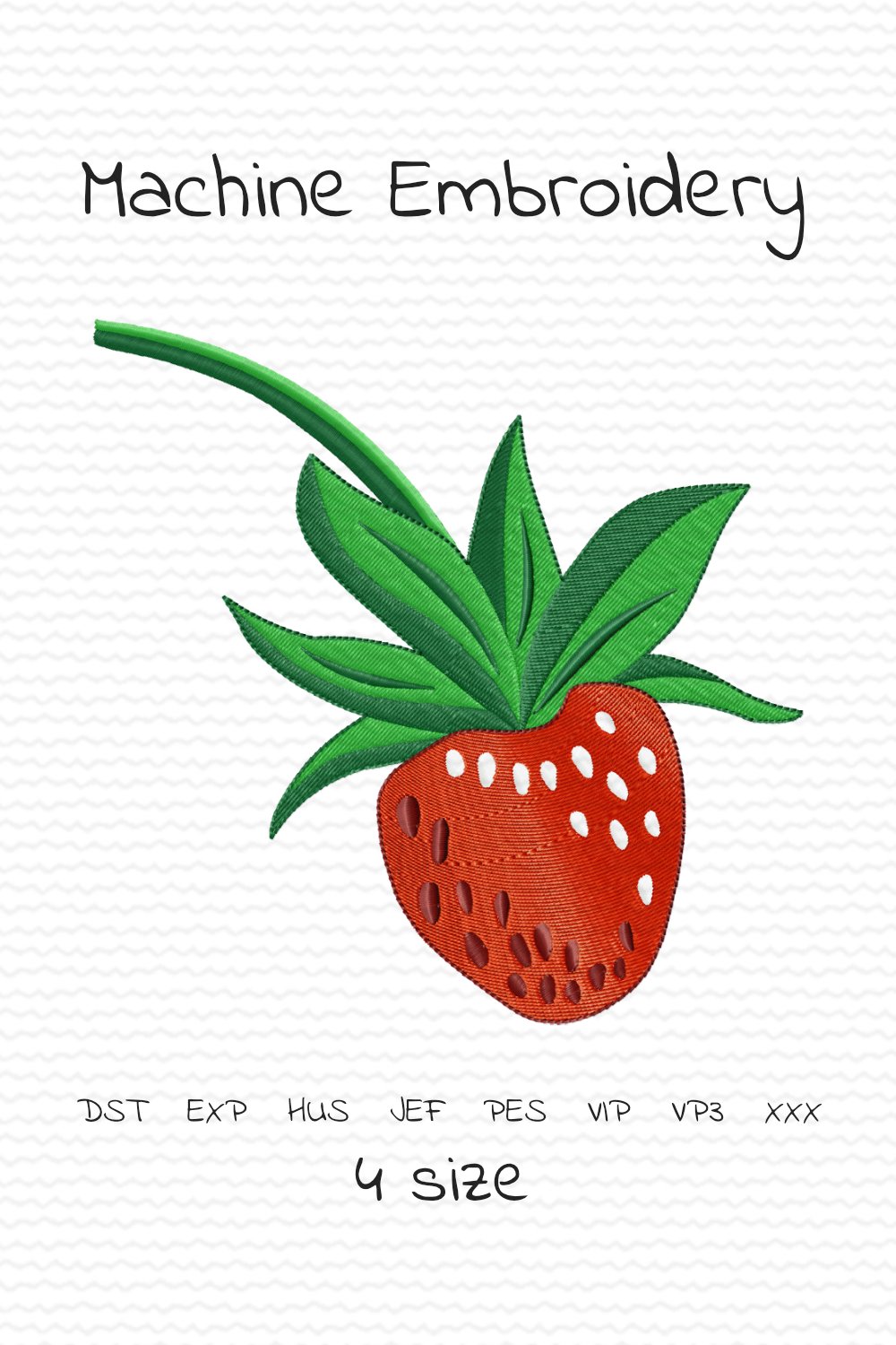 Single strawberry, cute red berry - Embroidery Design